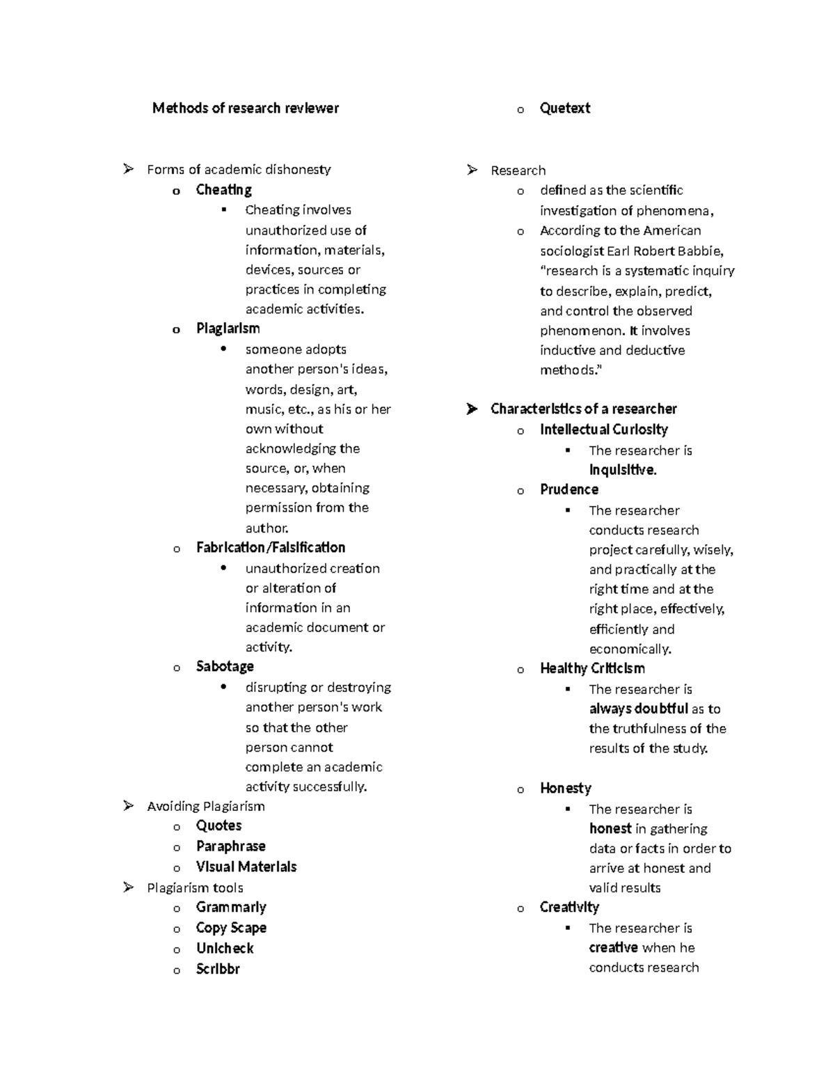 Methods of research reviewer - someone adopts another person's ideas ...