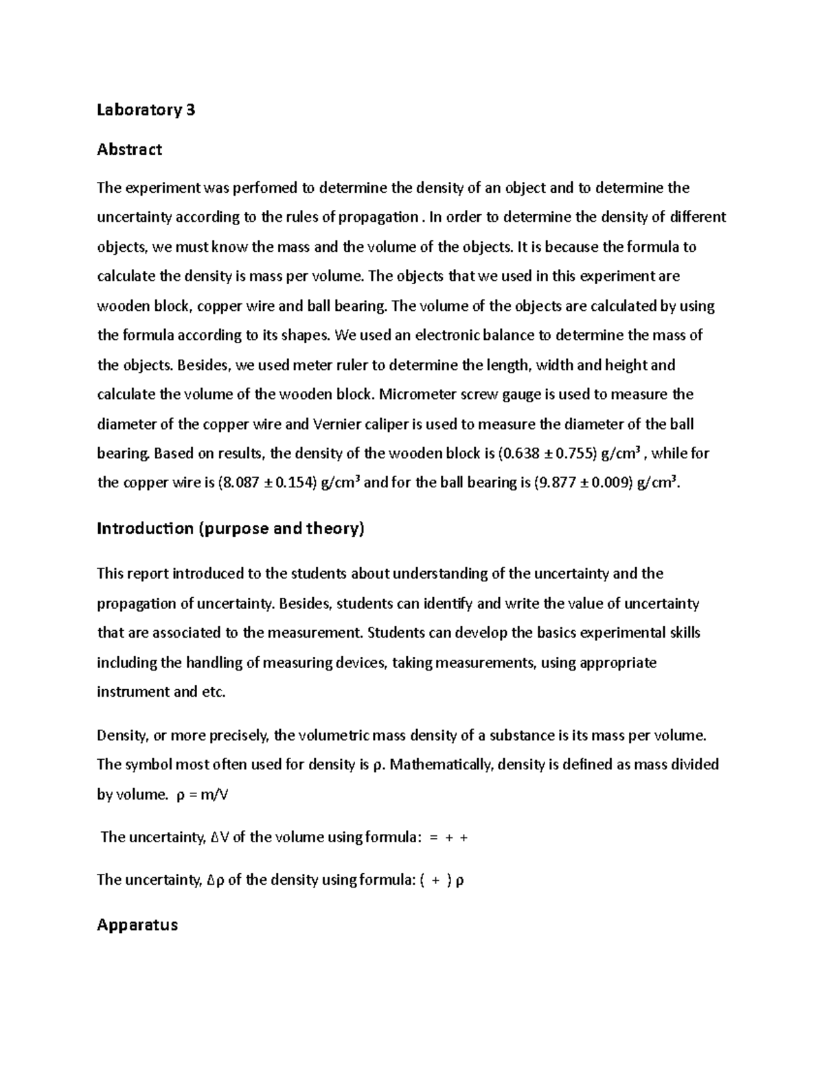 Laboratory 3 - FOR REFERRING - Laboratory 3 Abstract The experiment was ...