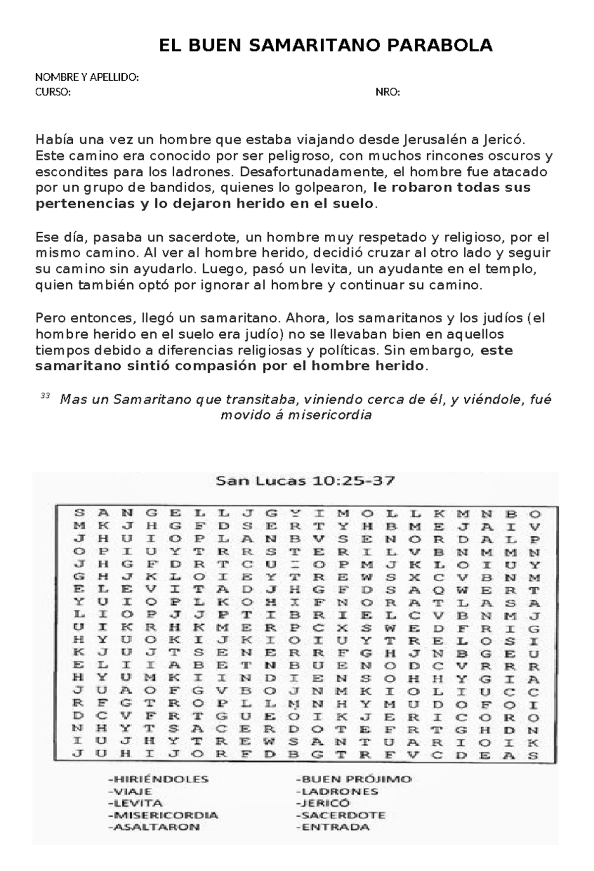 EL BUEN Samaritano Parabola - EL BUEN SAMARITANO PARABOLA NOMBRE Y ...