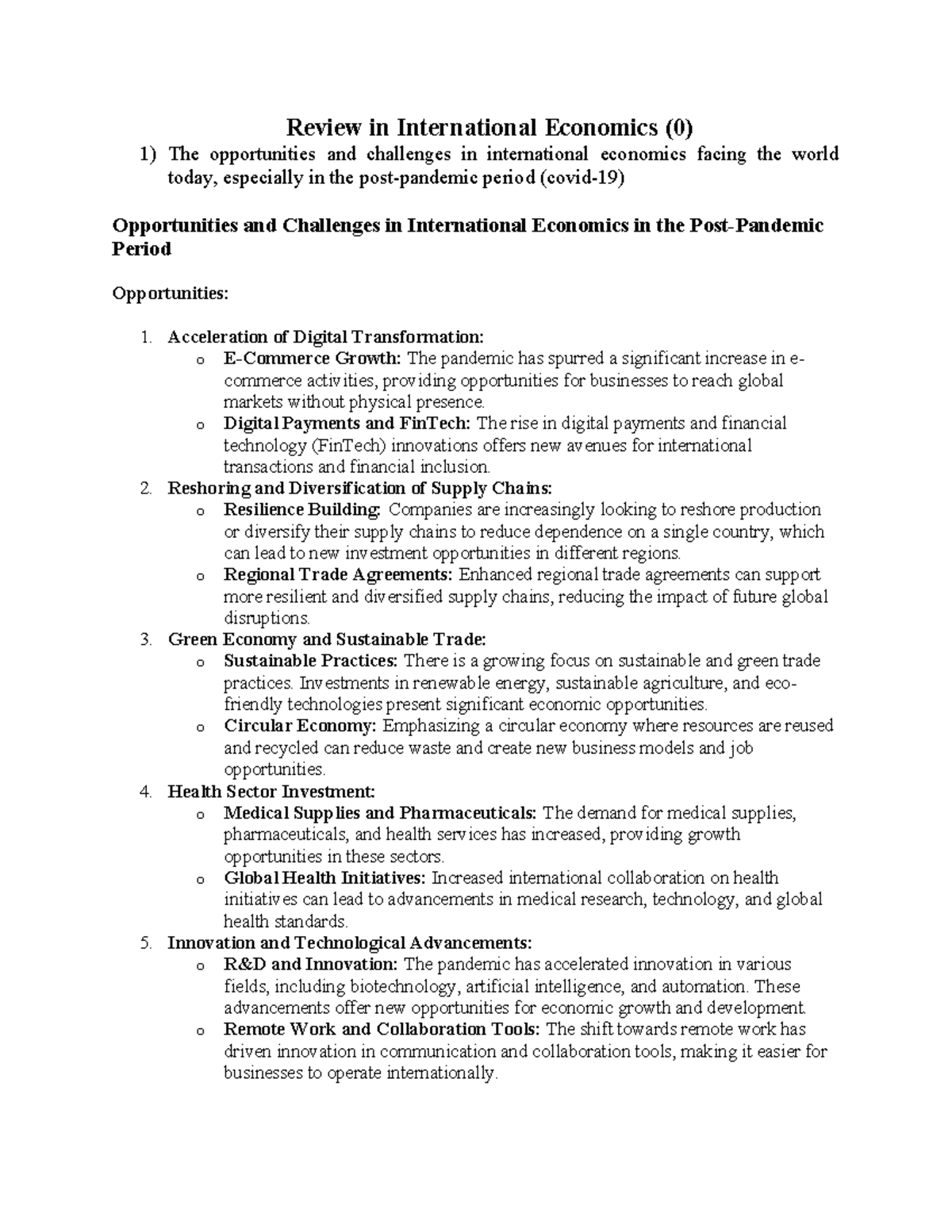 ND ôn tập KTQT1 CLC - đề cương - Review in International Economics (0 ...
