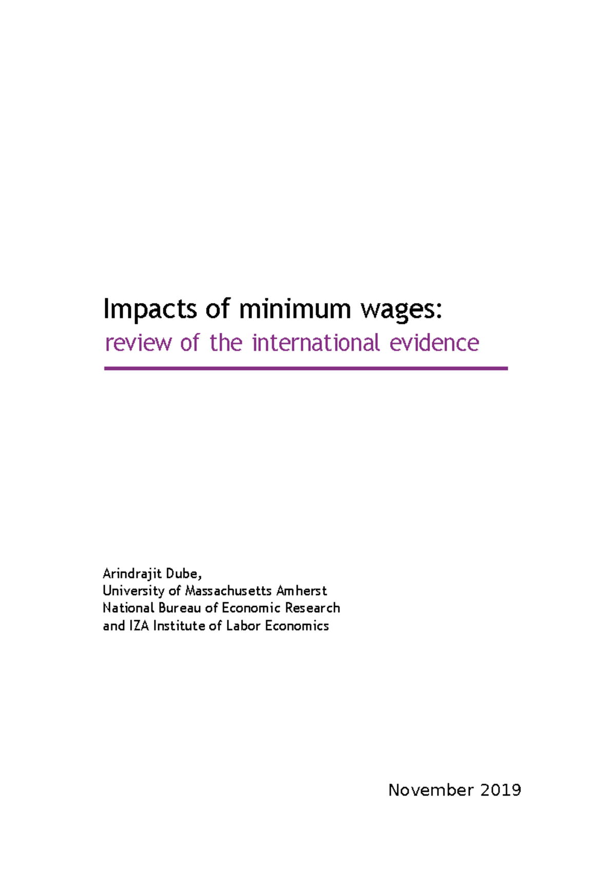 Impacts of minimum wages - Impacts of minimum wages: review of the ...