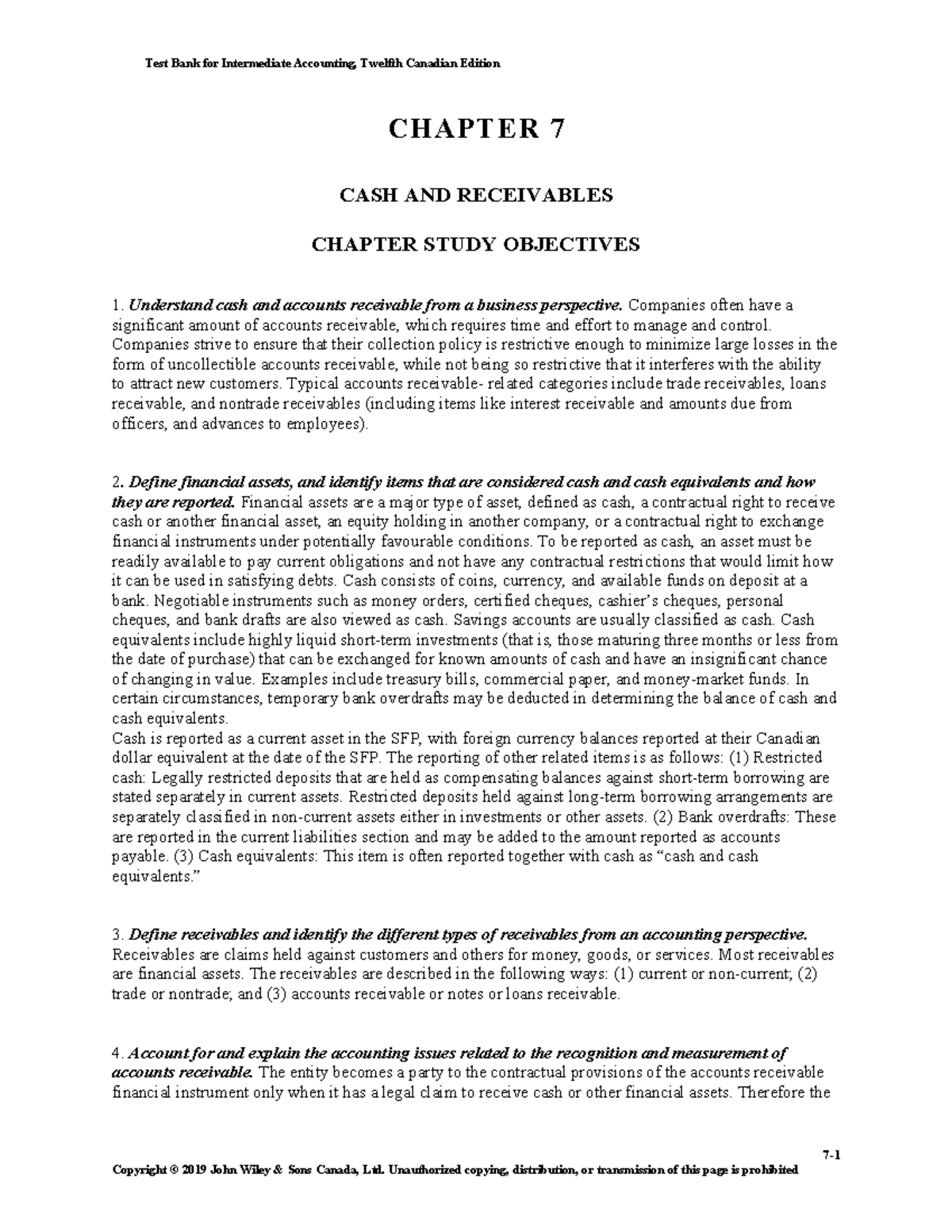 25656492 - Exercises - CHAPTER 7 CASH AND RECEIVABLES CHAPTER STUDY ...