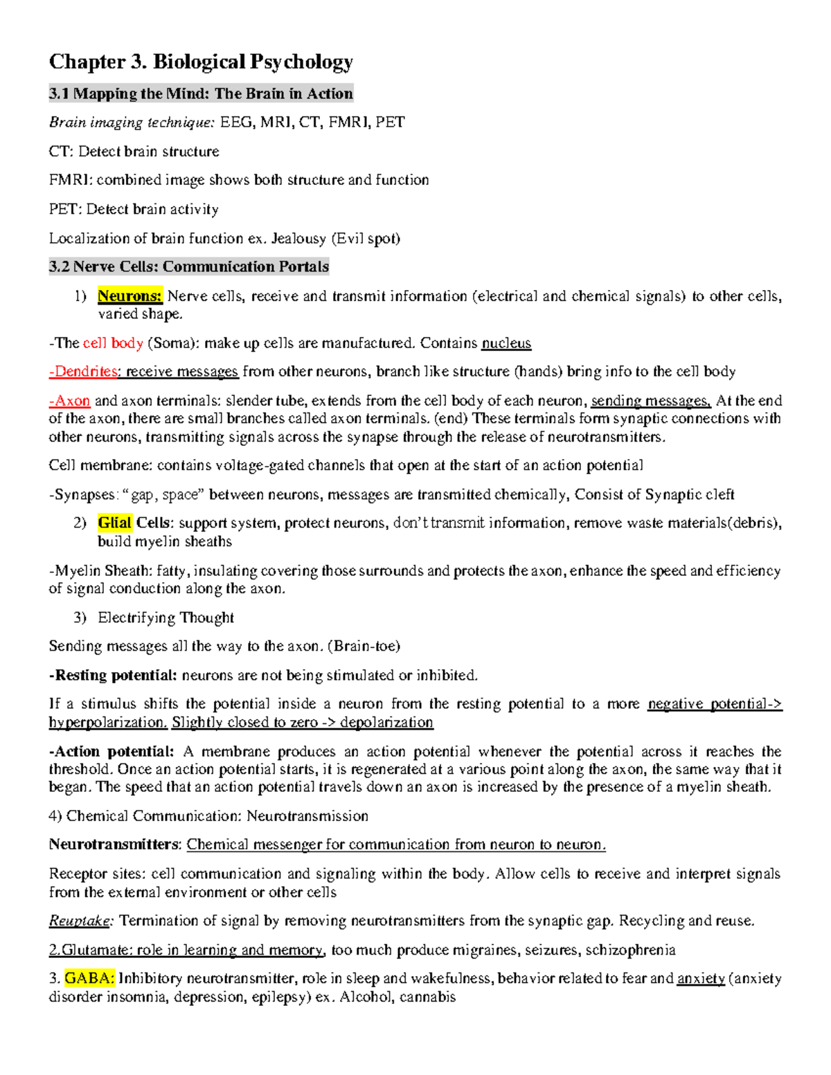 Biological Psychology: Brain Imaging Nerve Cells and Neurotransmission ...
