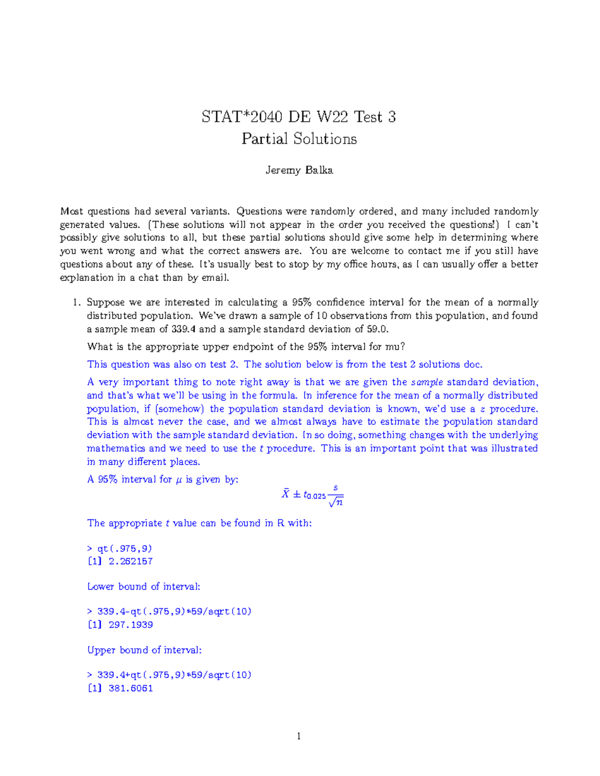 2040DE W22 T3 partialsolutions 2 - STAT*2040 DE W22 Test 3 Partial ...