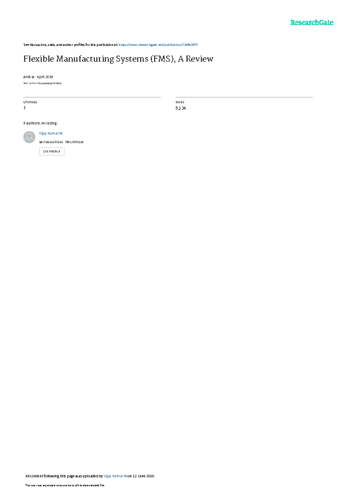 Flexible Manufacturing Systems FMS A Review - See discussions, stats ...