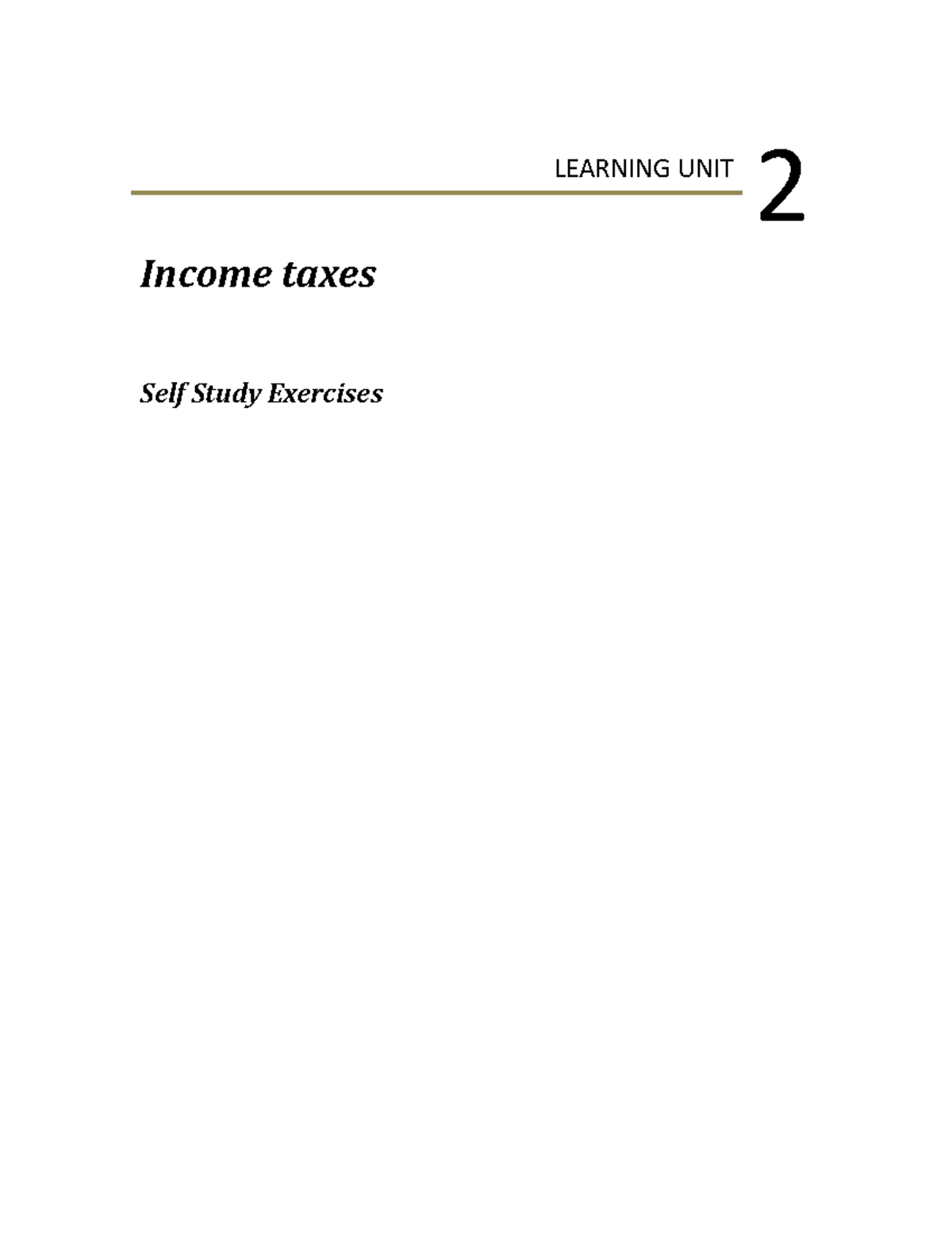LU+2+-+Income+taxes+-+SS+Questions - LEARNING UNIT 2 Income taxes Self ...