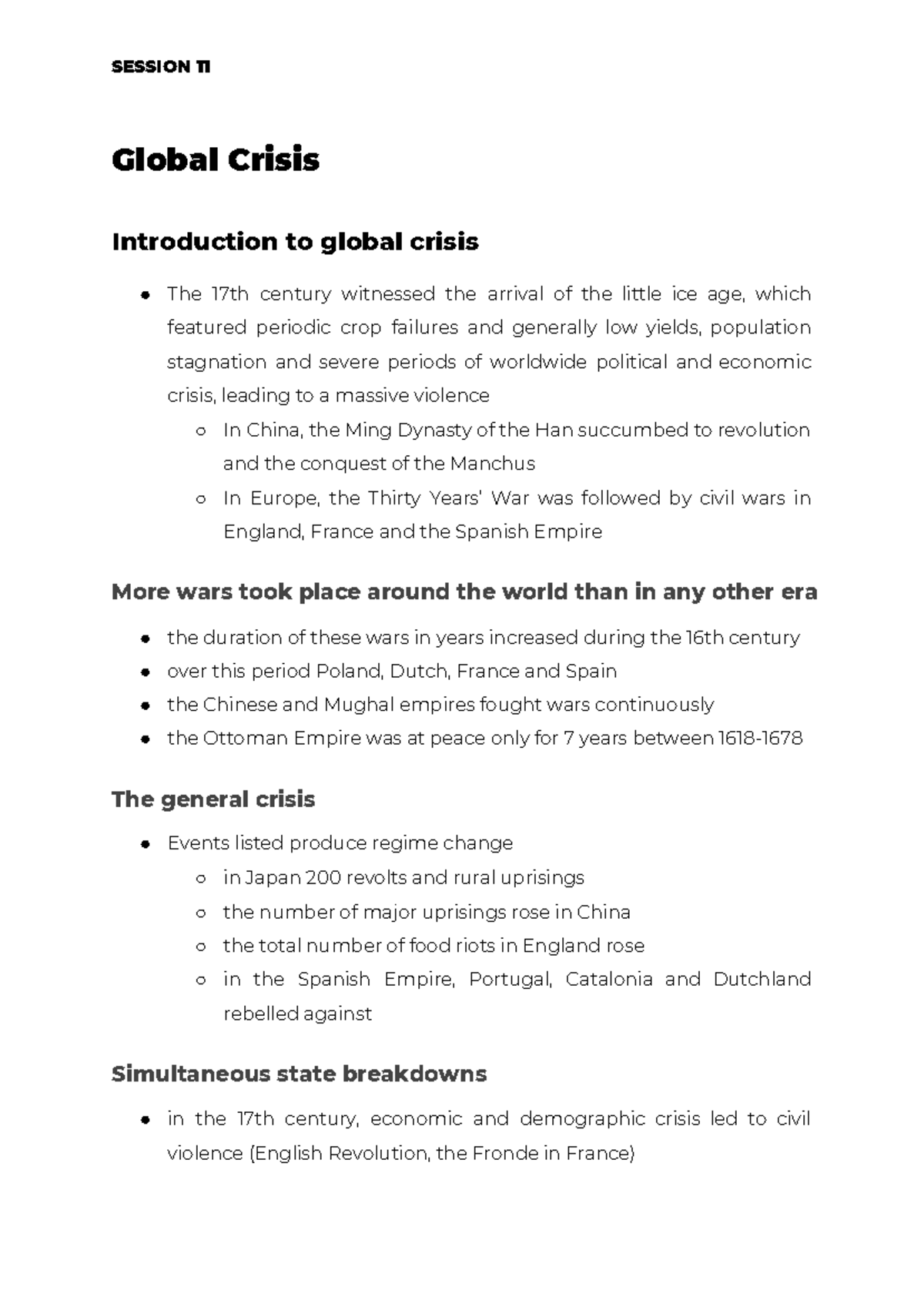 Global Crisis - Global History I - Global Crisis Introduētion to ļloĒal ...