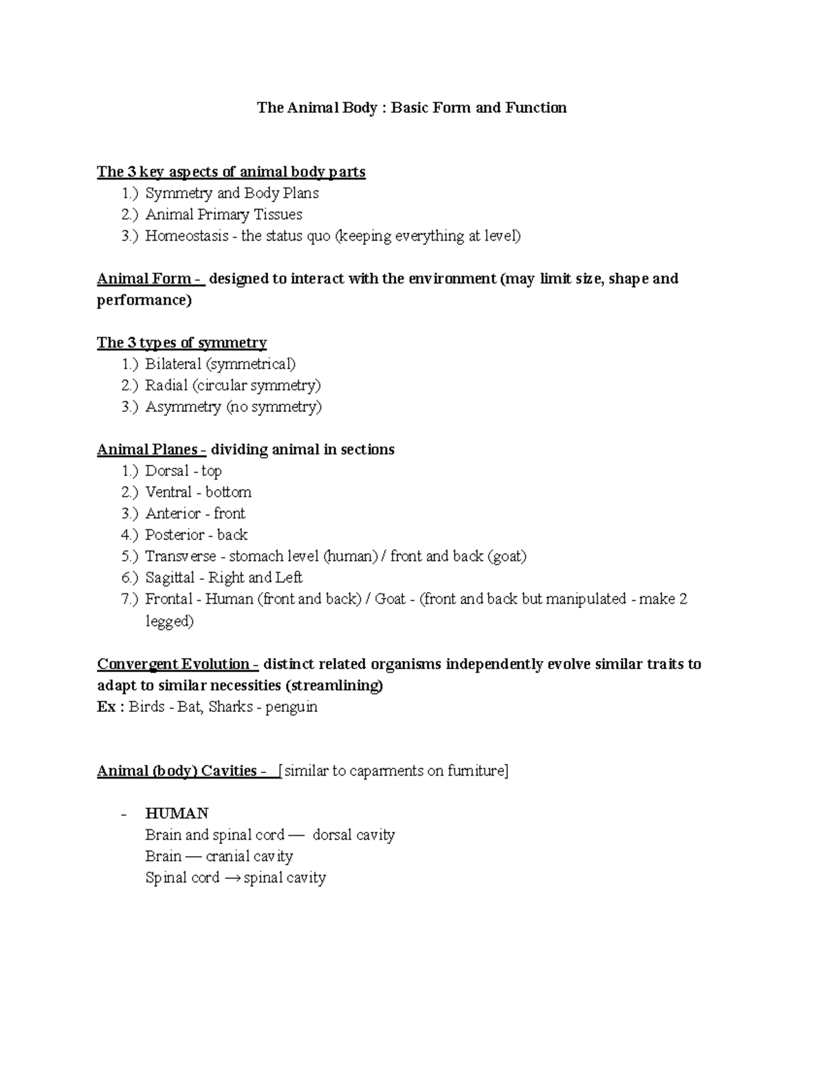 Chapter 33 - BIO 1720 - exam 2 - The Animal Body : Basic Form and ...