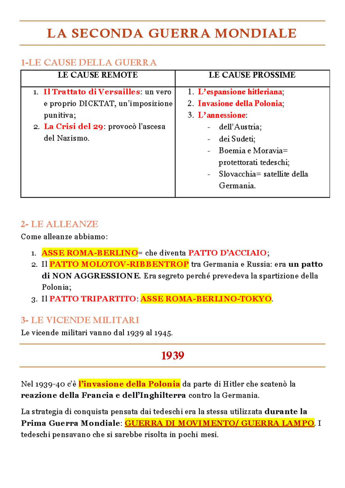 LA Seconda Guerra Mondiale pdf - LA SECONDA GUERRA MONDIALE 1 - LE ...