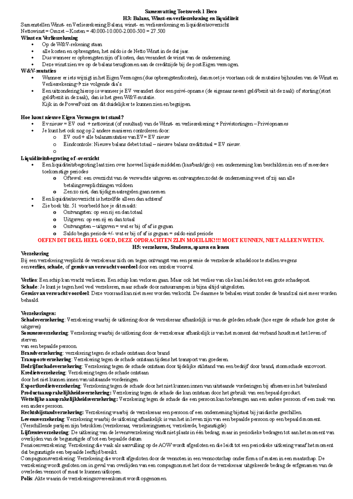H3 & H5 & H15 - sammenvatting - Samenvatting Toetsweek 1 Beco H3 ...