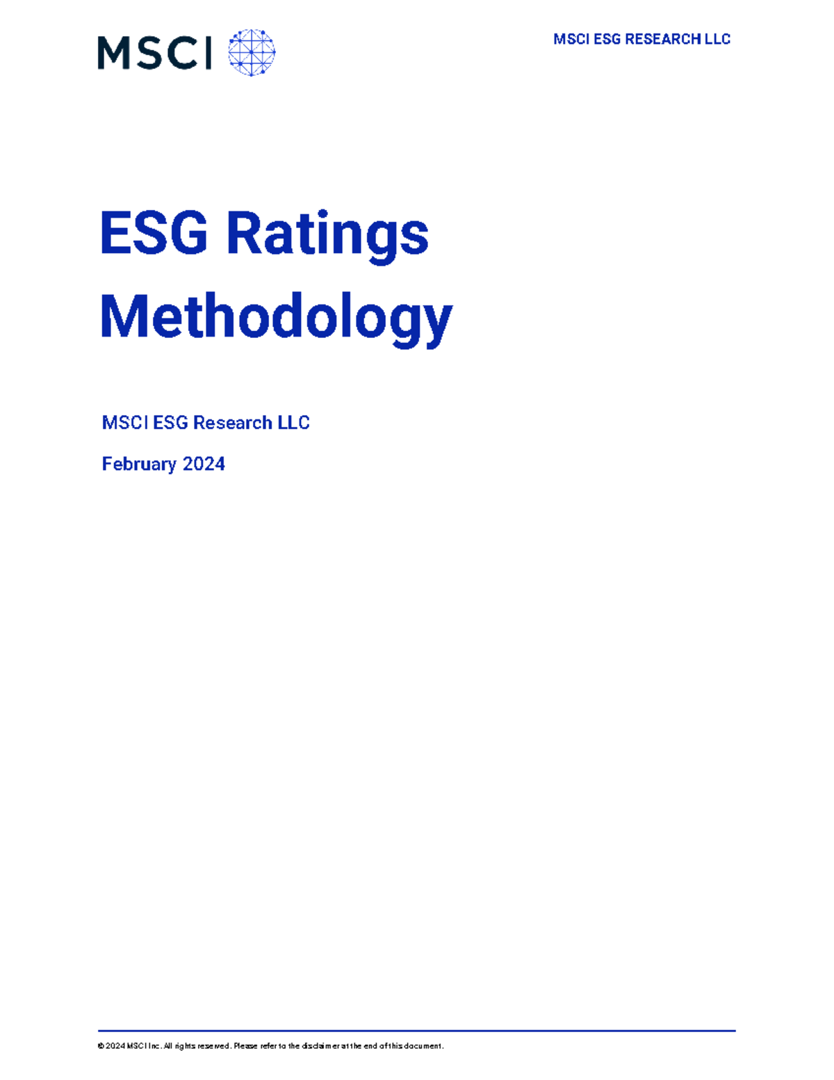 MSCI ESG Ratings Methodology - Exec Summary feb 24 - © 2024 MSCI Inc ...