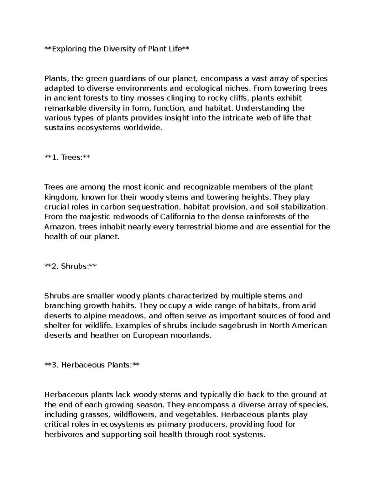 Tree - Summary BHU Geography - Exploring the Diversity of Plant Life ...