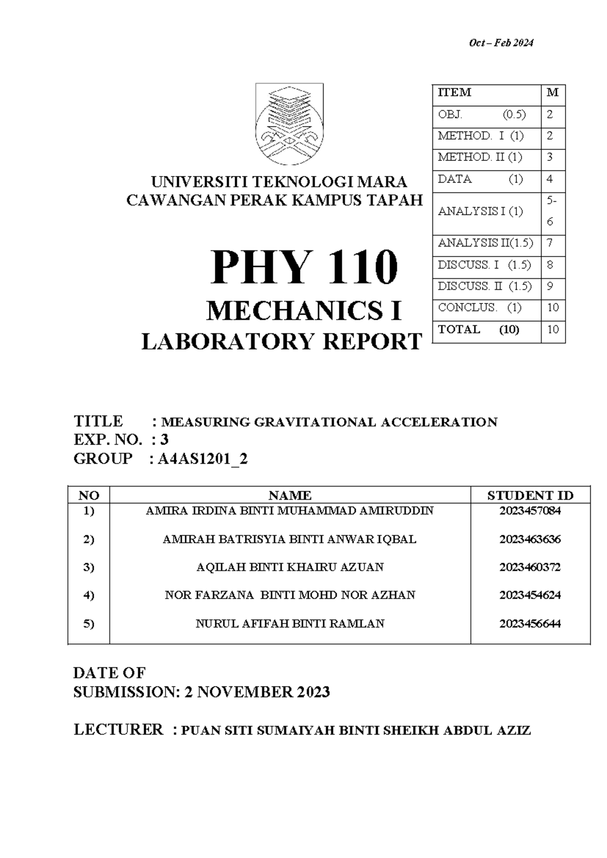 LAB Report EXP 3 PHY 2 - research purpose - UNIVERSITI TEKNOLOGI MARA CAWANGAN PERAK KAMPUS ...