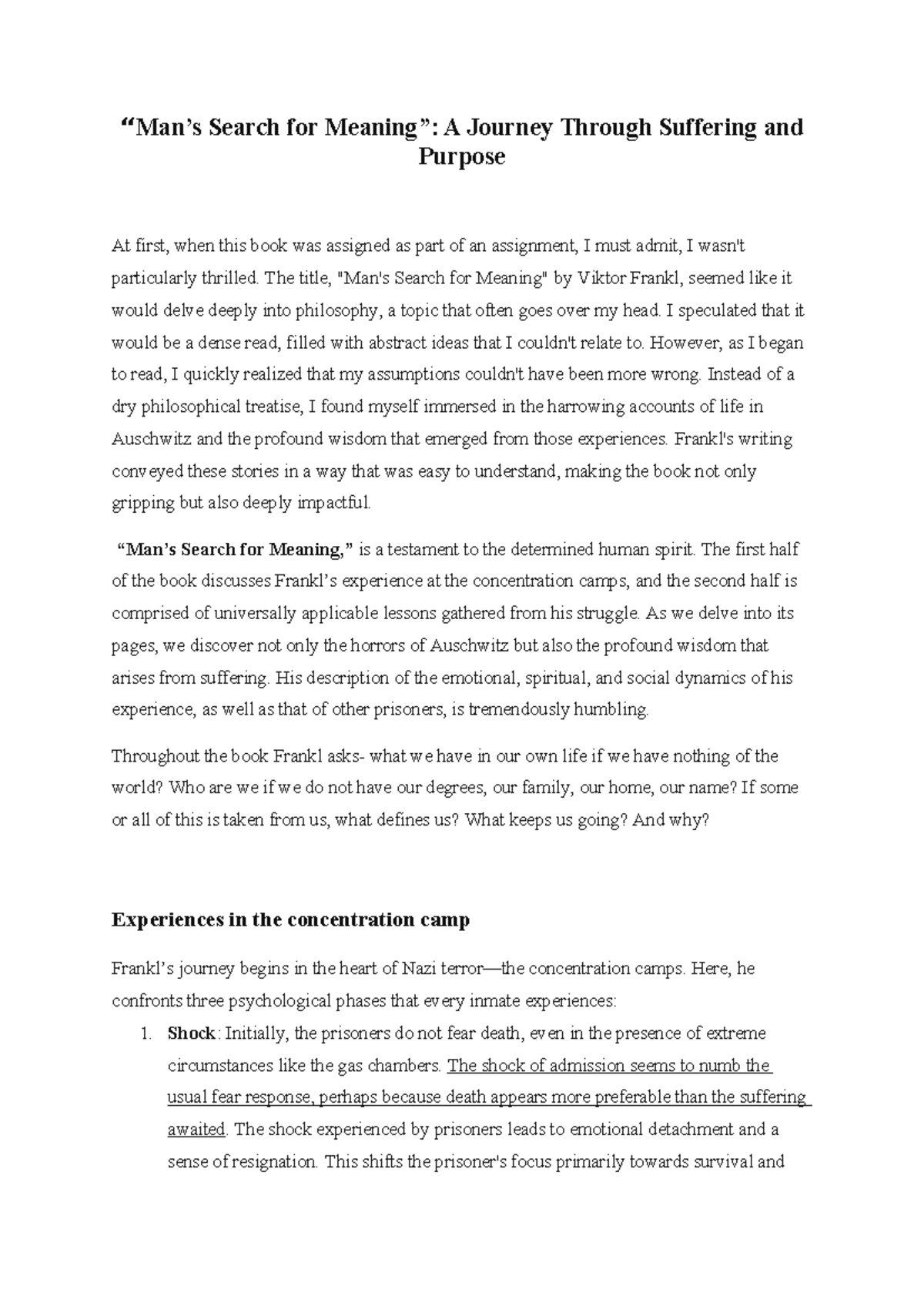 Man's search for meaning - “Man’s Search for Meaning”: A Journey ...