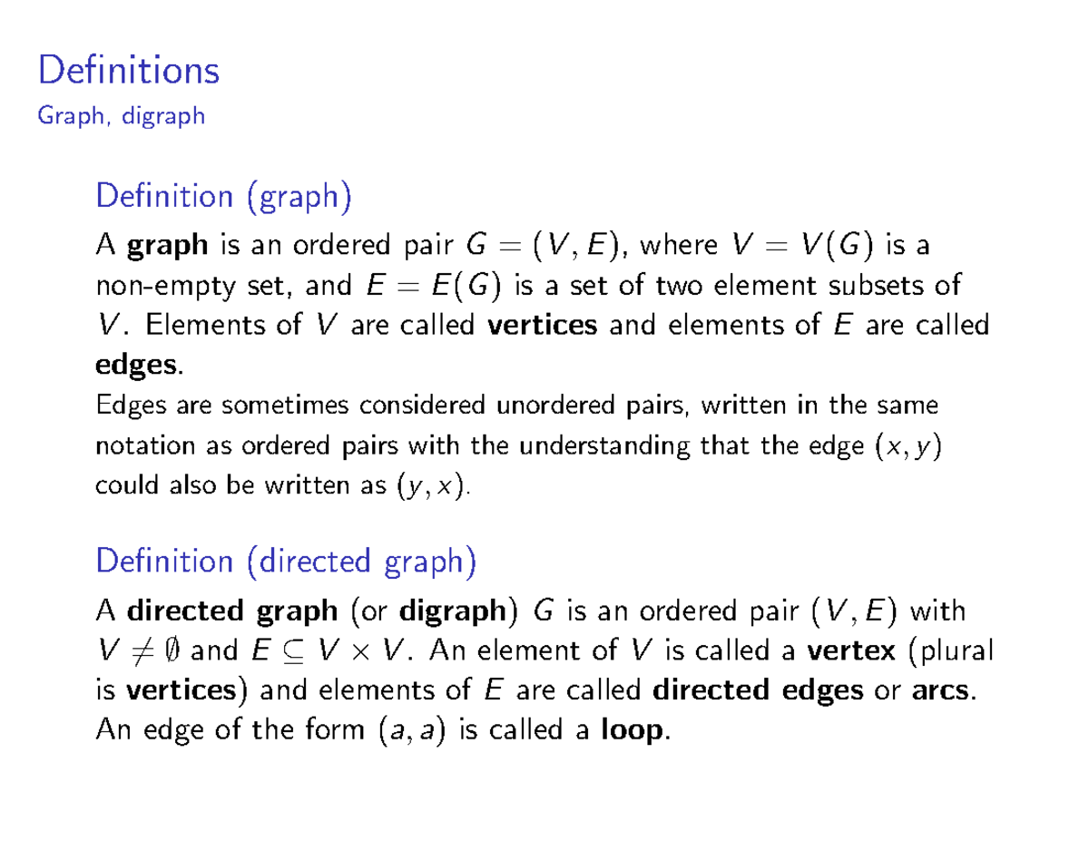 Slides 5 - Math 1240 - Fall 2021 - Definitions Graph, digraph ...