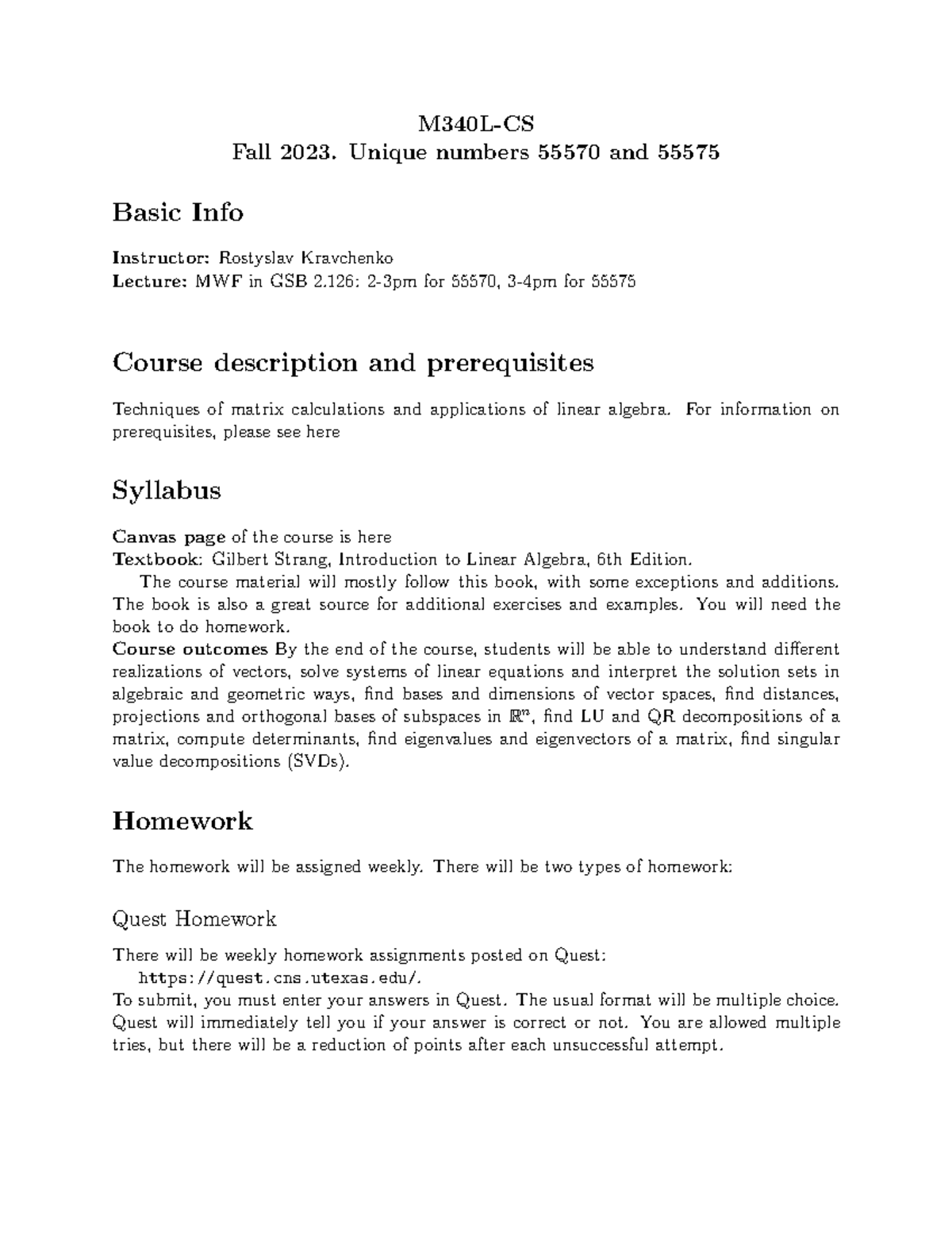 M340LCS f23 public - n/a - M340L-CS Fall 2023. Unique numbers 55570 and ...
