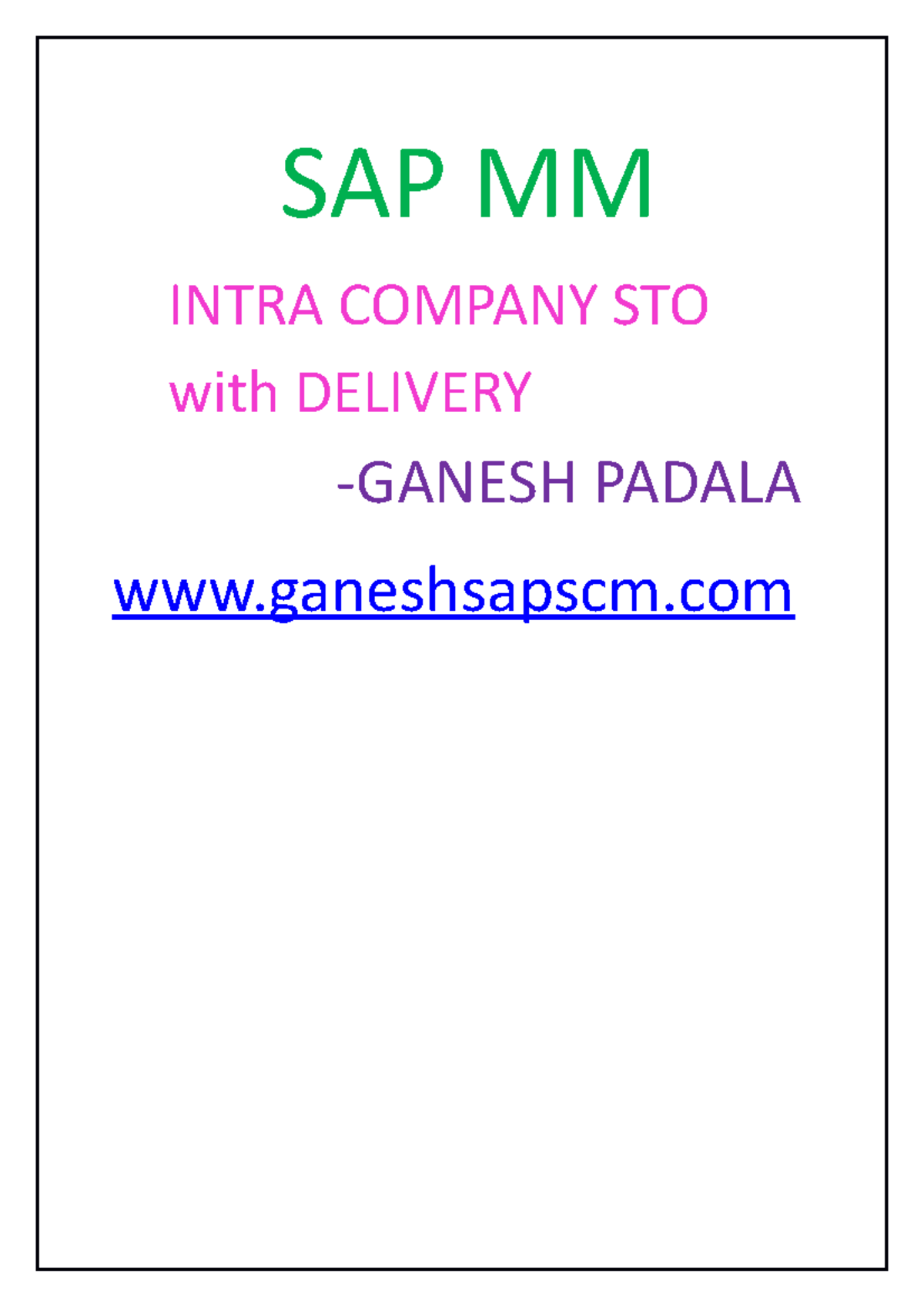 Intra company sto with delivery 2 - SAP MM INTRA COMPANY STO with ...