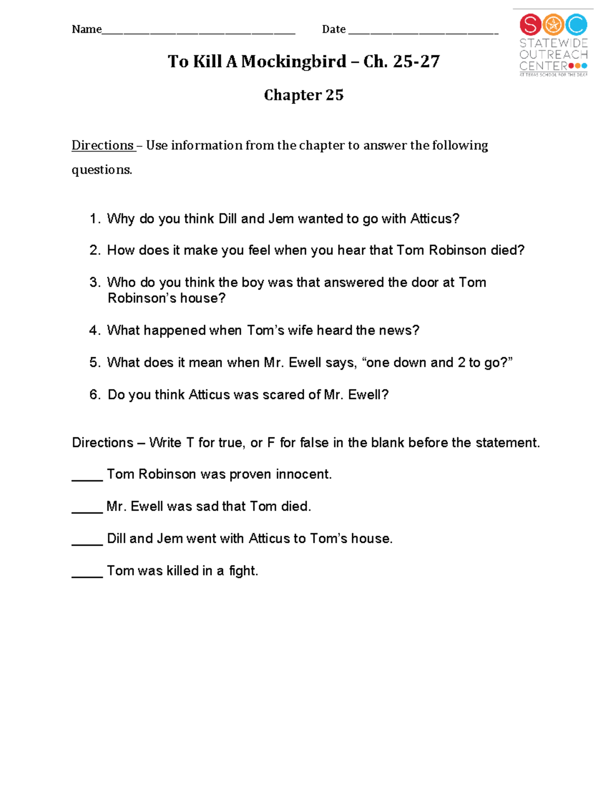 TKAM Quiz Questions 25-27 - - Studocu