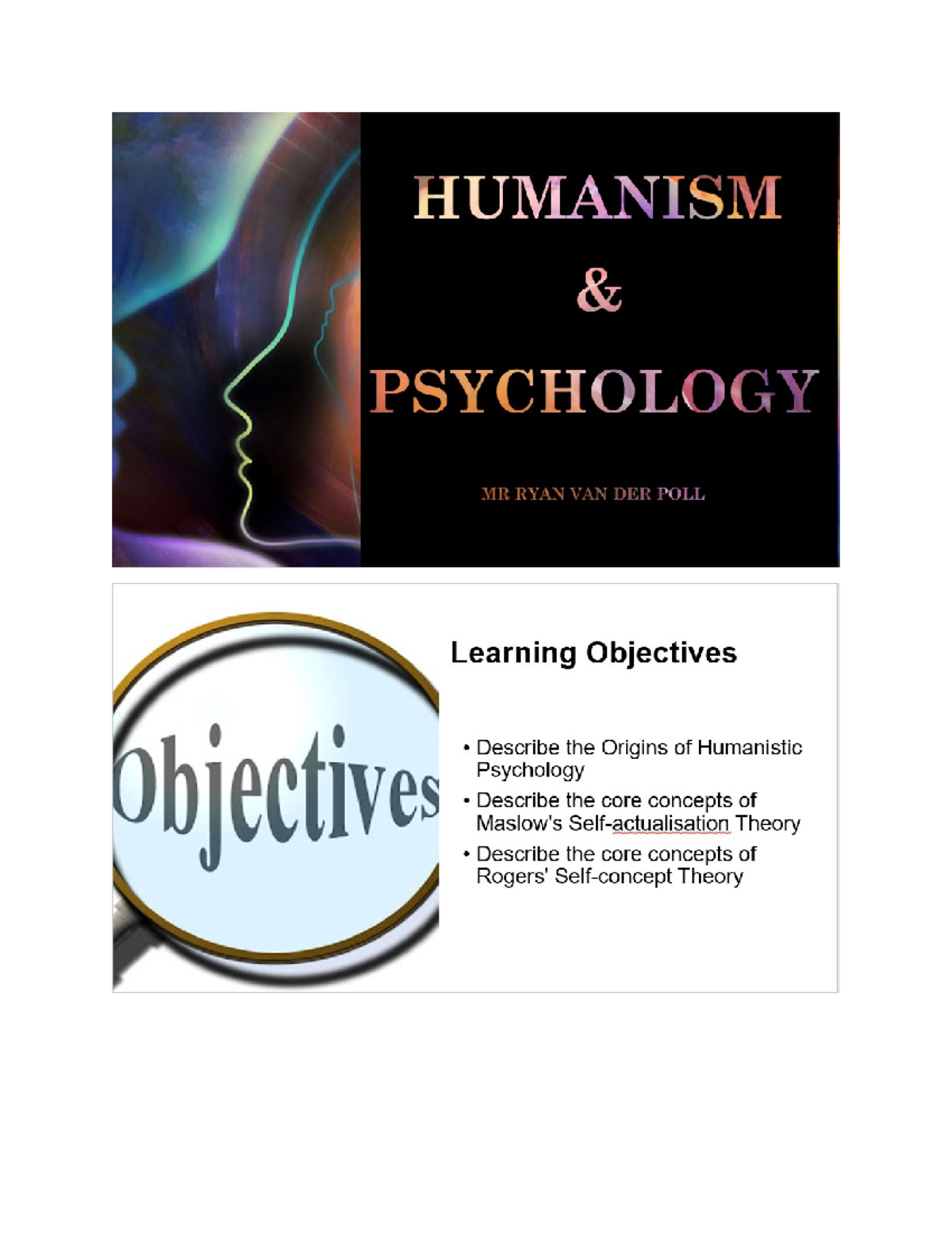 Week 5 Lecture Notes Slides Humanism and Psychology - Humanistic ...