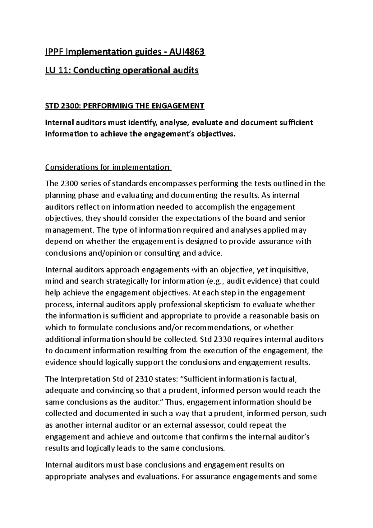 LU 11 - Summary of IPPF Framework as per LU. - IPPF Implementation ...