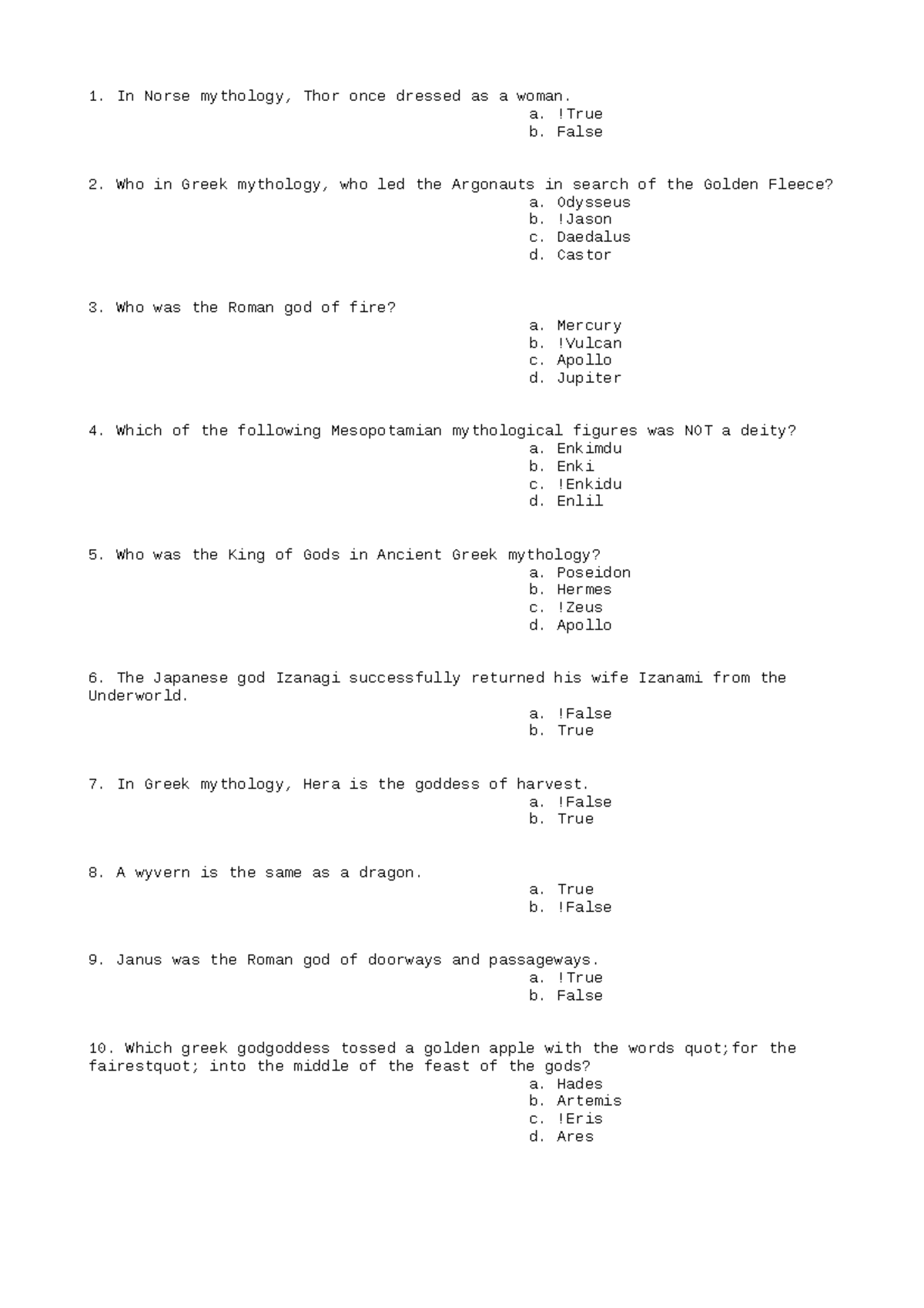 EE180 Questions 1 - English - In Norse mythology, Thor once dressed as ...