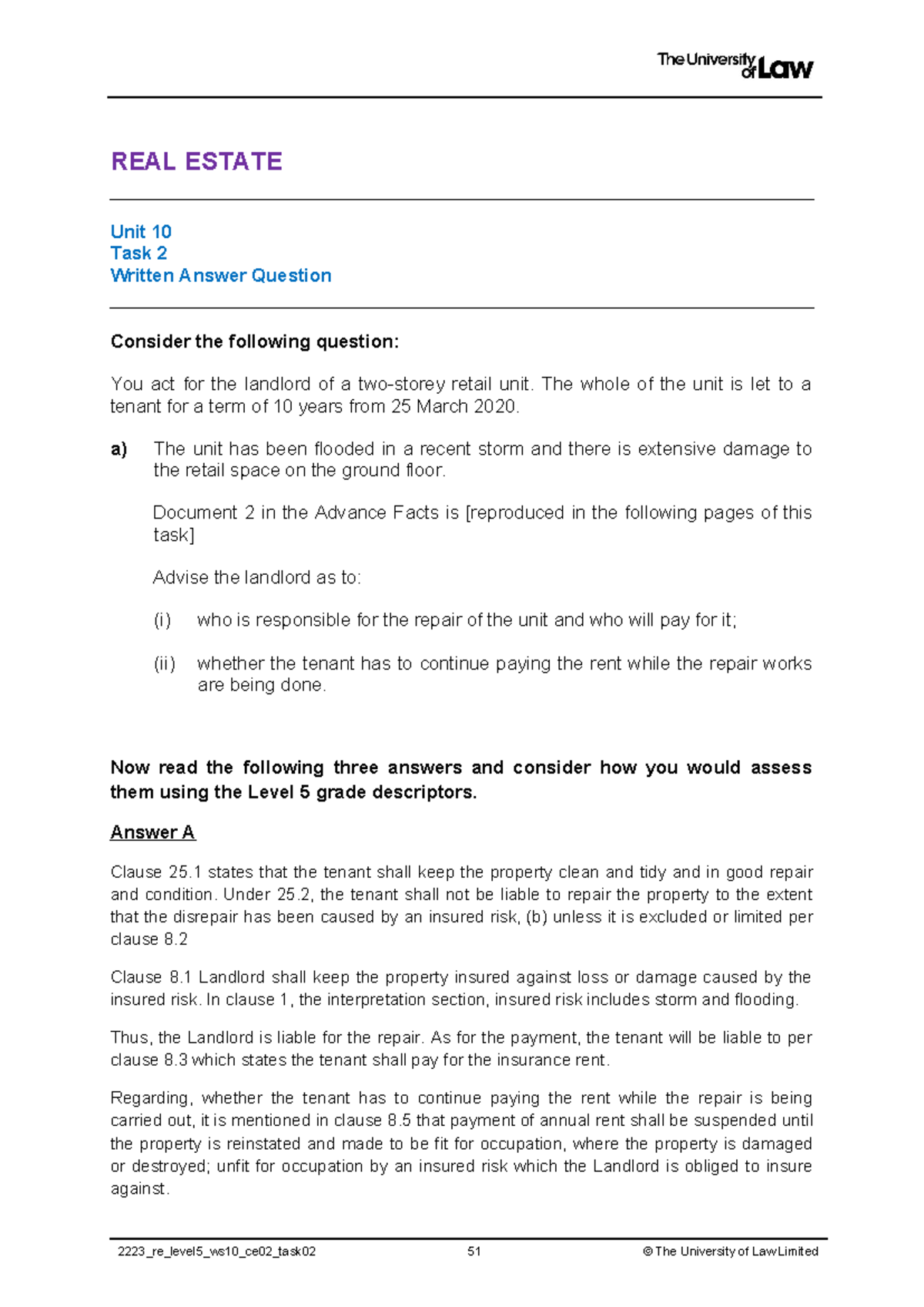 2324 re level 5 ws10 ce02 task02 - REAL ESTATE Unit 10 Task 2 Written ...