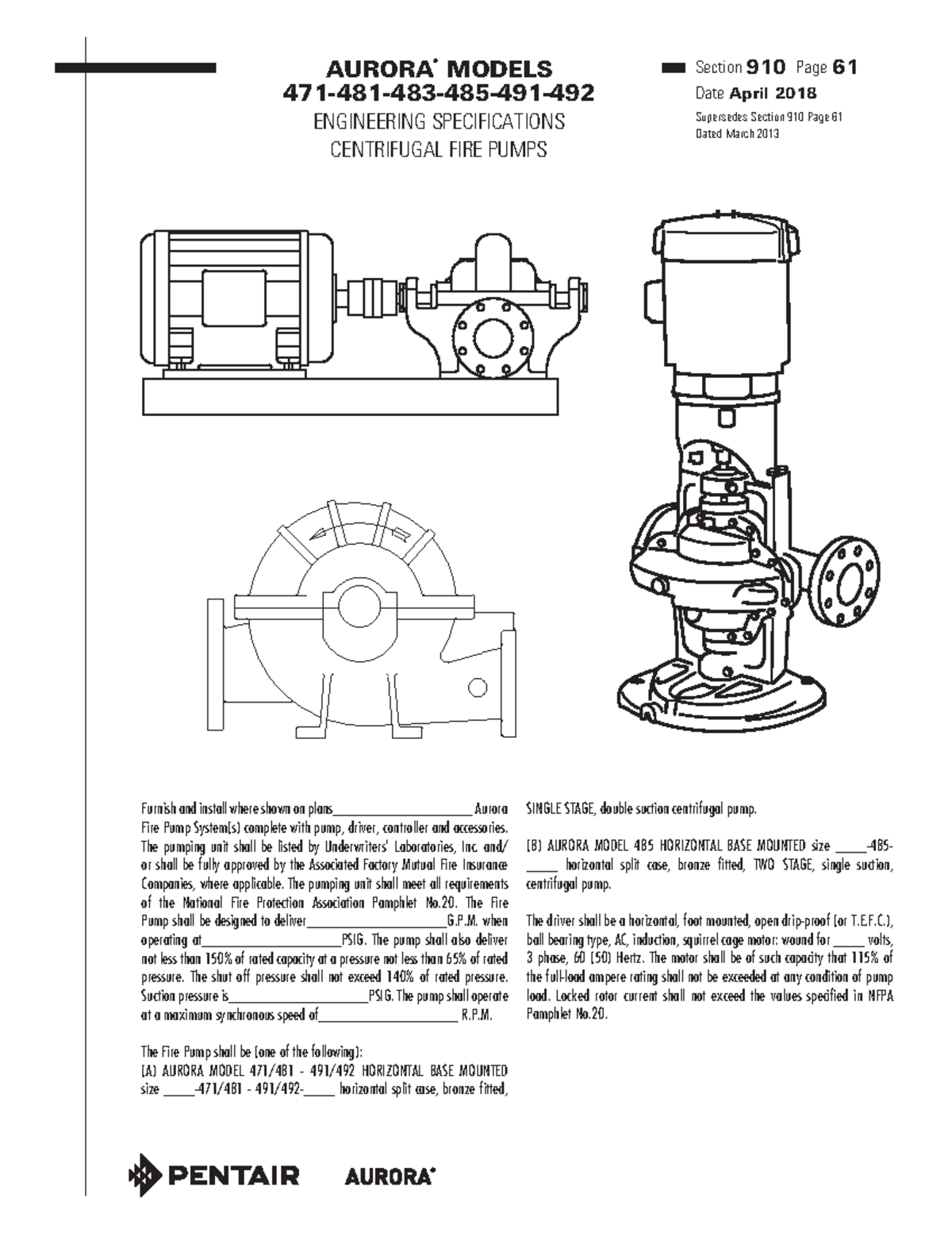 Especificaciones - AURORA MODELS 471-481-483-485-491- ENGINEERING ...