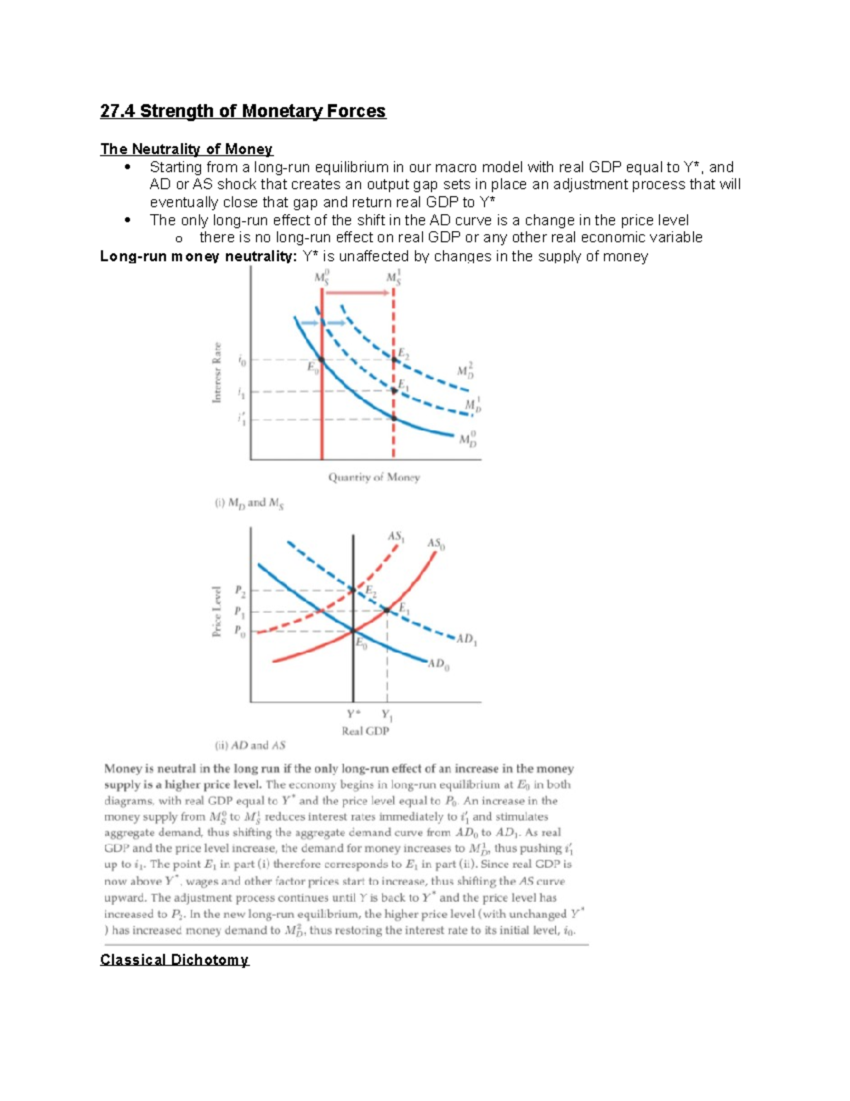 Chapter 27 - notes taken in class - 27 Strength of Monetary Forces The ...