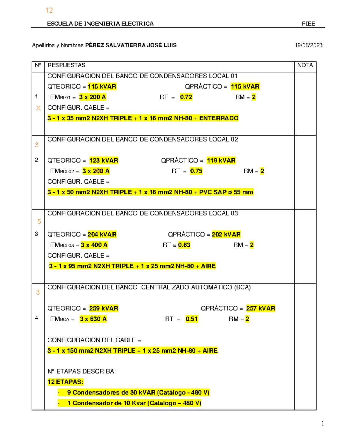 Pérez Salvatierra.pdf 12 - ESCUELA DE INGENIERIA ELECTRICA FIEE Apellidos y Nombres PÉREZ - Studocu
