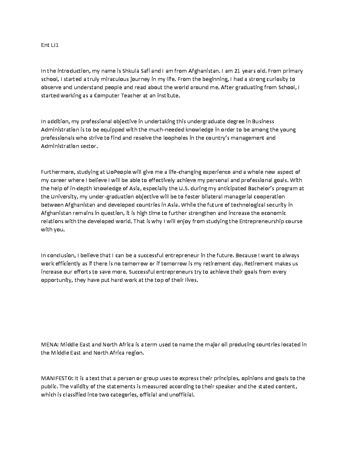 Ent LJ1 - Business Law, Ethics and Social Responsibility (BUS 5115 ...
