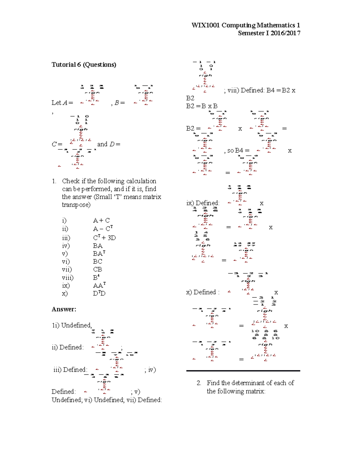 Computing Mathematics Tutorial 6 Answer - WIX1001 Computing Mathematics 1 Semester I 2016/2017 ...