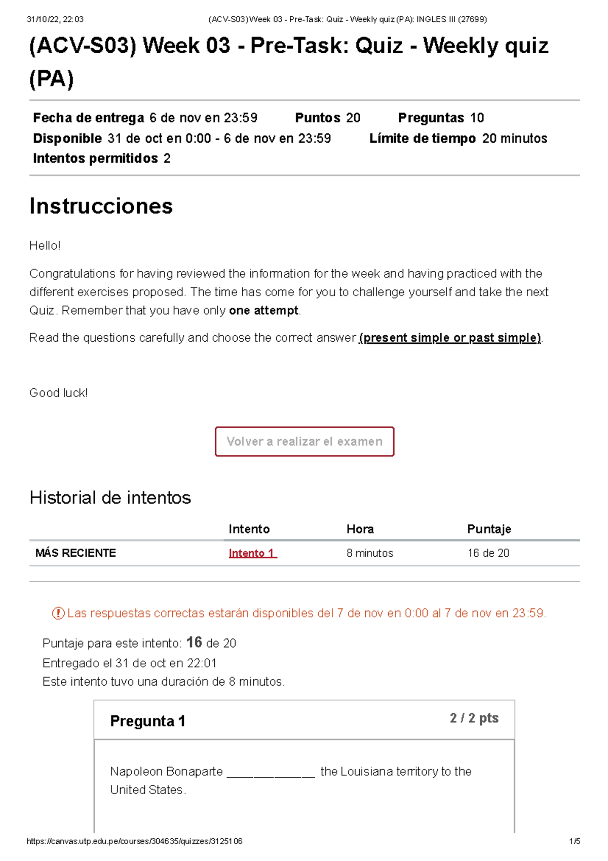 (ACV-S03) Week 03 - Pre-Task Quiz - Weekly quiz (PA) Ingles III (27699) - (ACV-S03) Week 03 ...