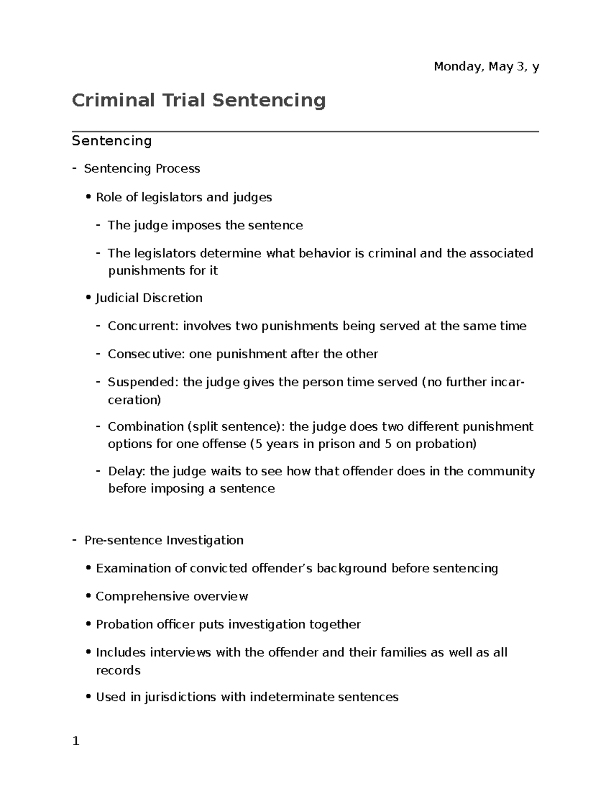 Criminal Trial Sentencing - Wednesday, December 11, y Criminal Trial ...