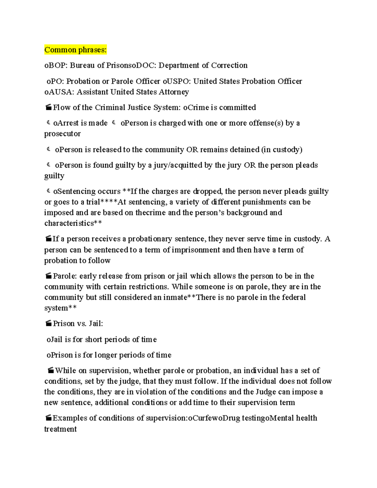 Probation and Parole - over view of the sentencing guidlines and things ...