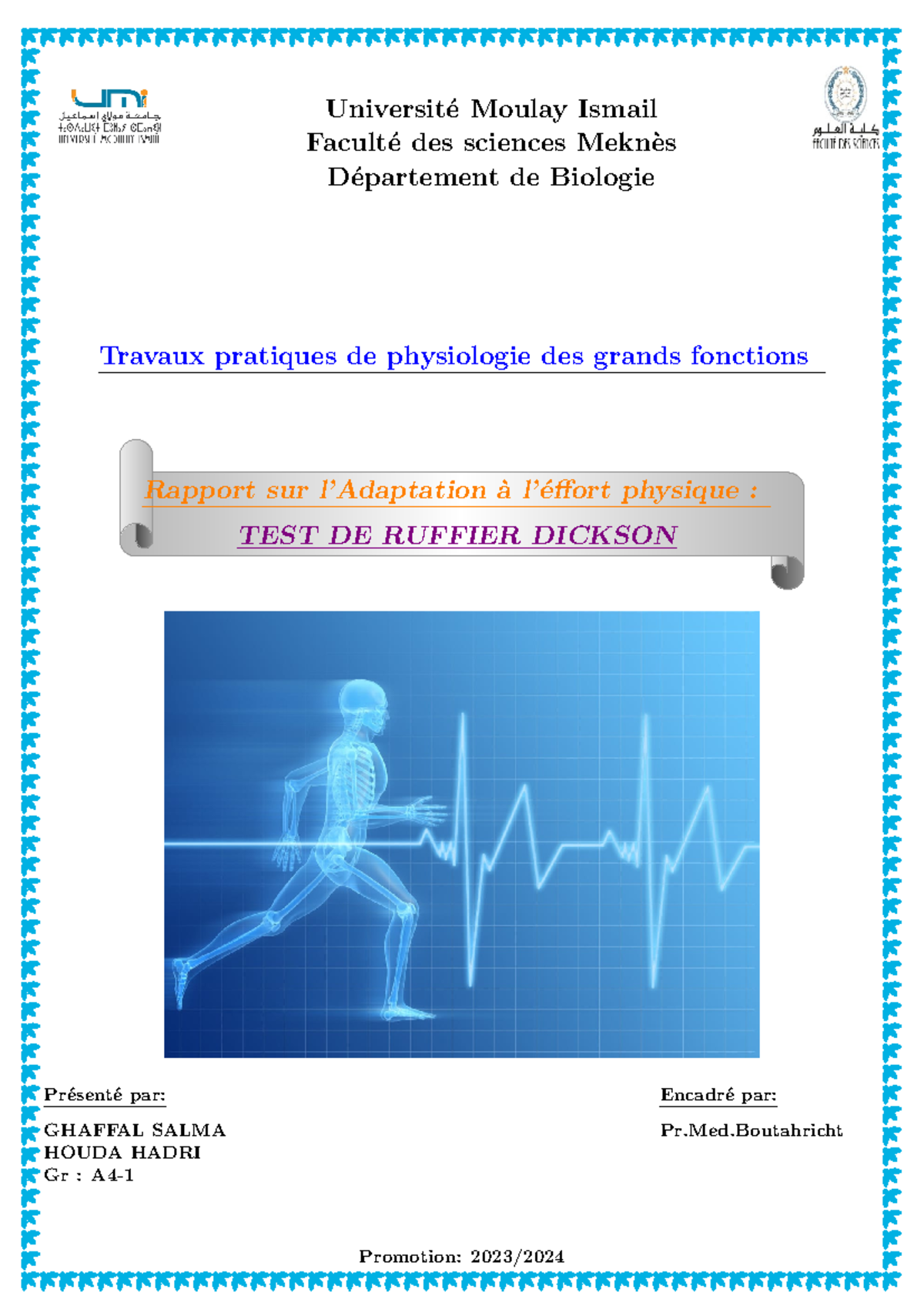 PGF test ruffier dickson - Université Moulay Ismail Faculté des ...