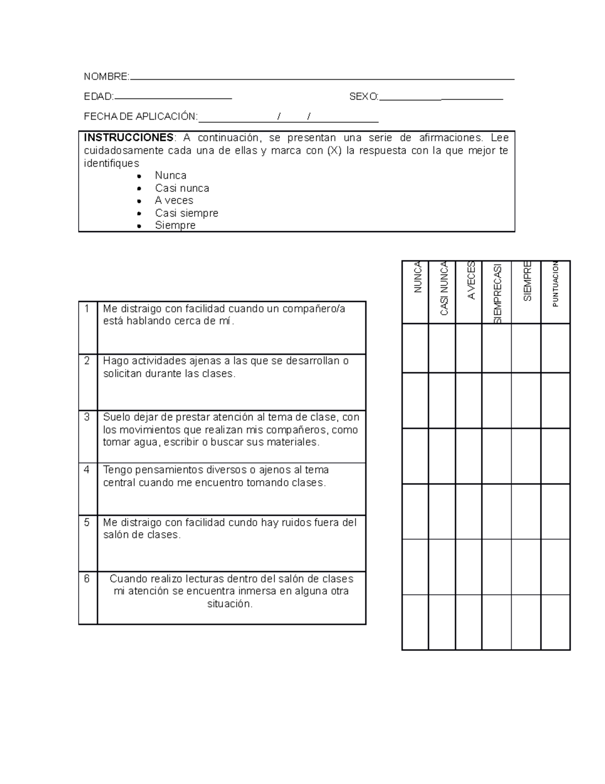 Escala TAAE - instrumento aplicado con los alumnos de psicología ...