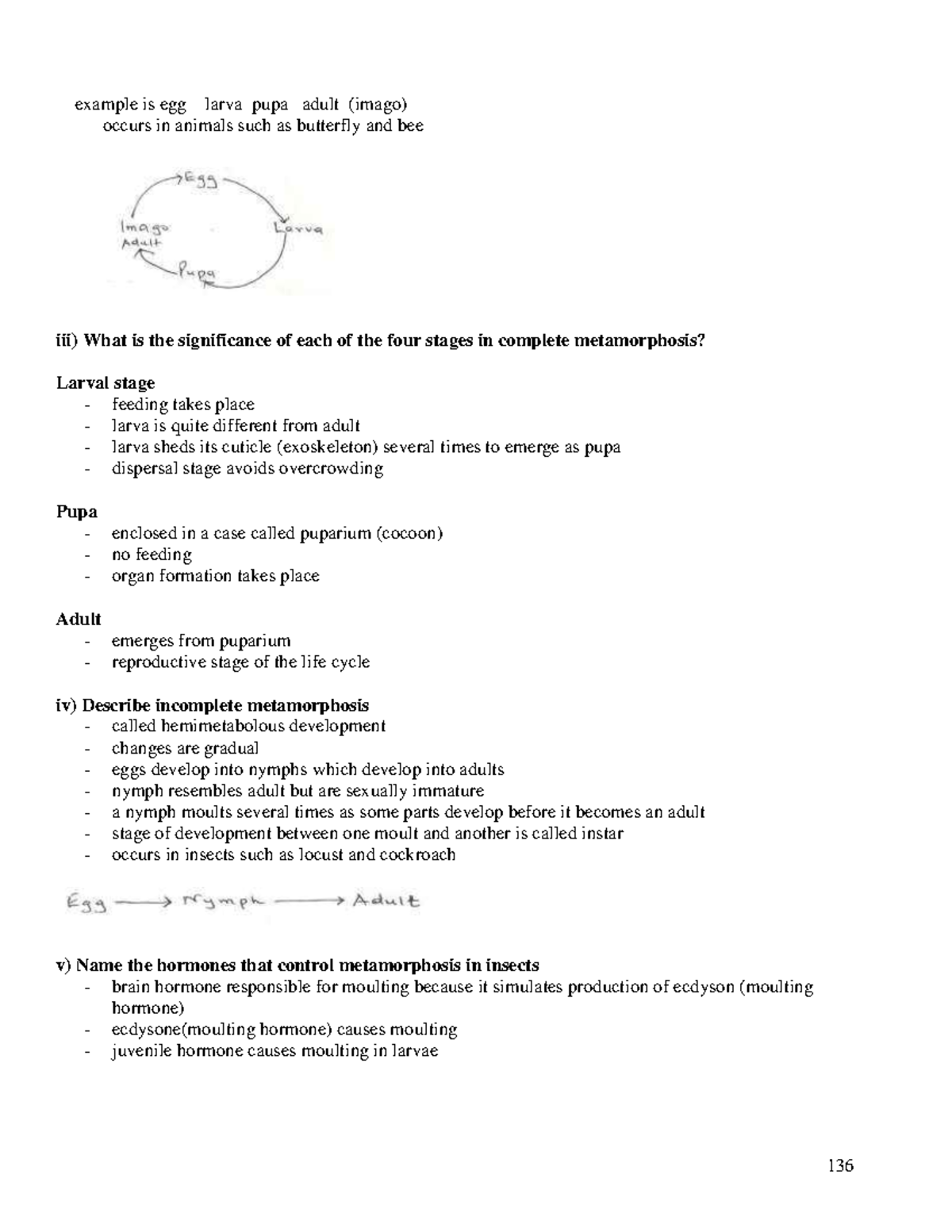 S2-biology-notes-2020 p10 - example is egg larva pupa adult (imago ...