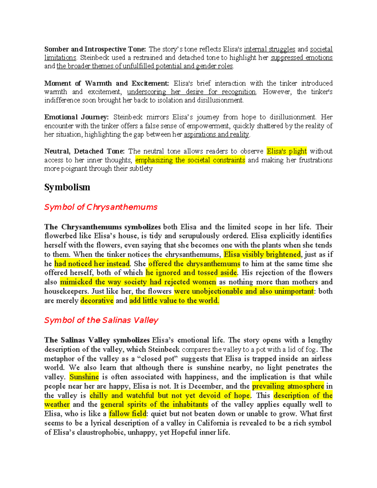 The Chrysanthemums- Figurative Language and Symbolism - Somber and ...