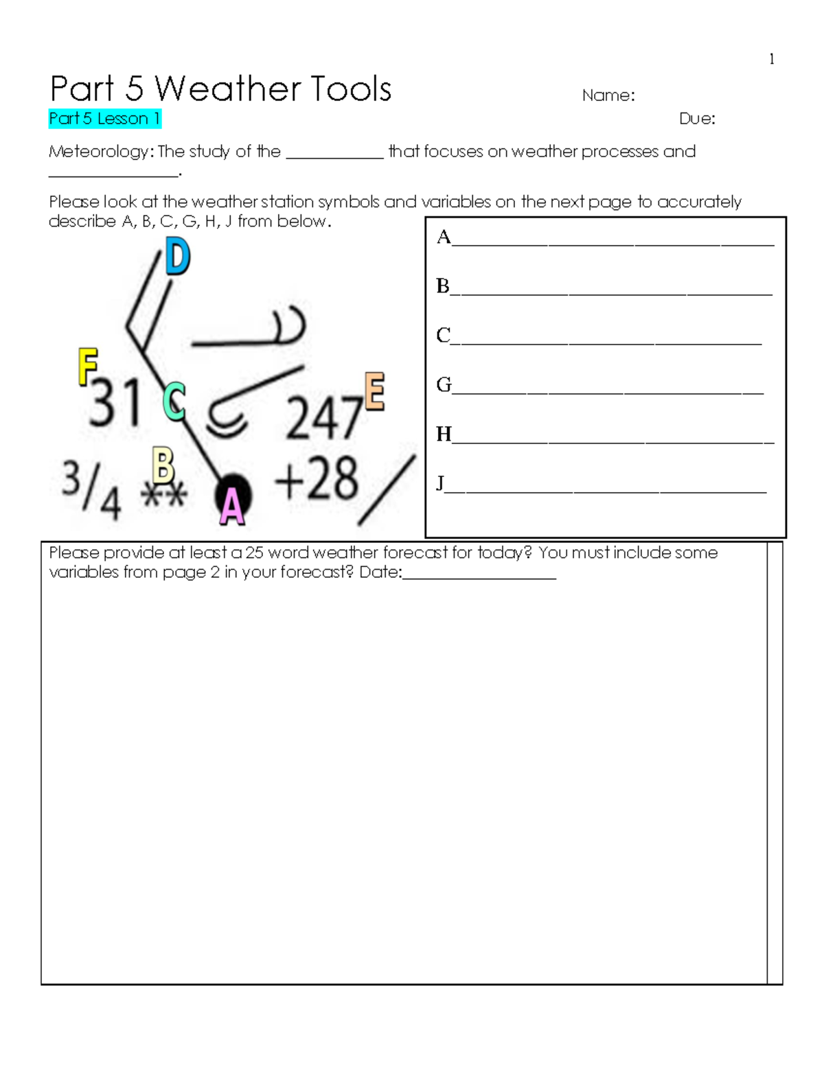 Part 5 Work Bundle pdf Writable - Part 5 Weather Tools Name: Part 5 ...