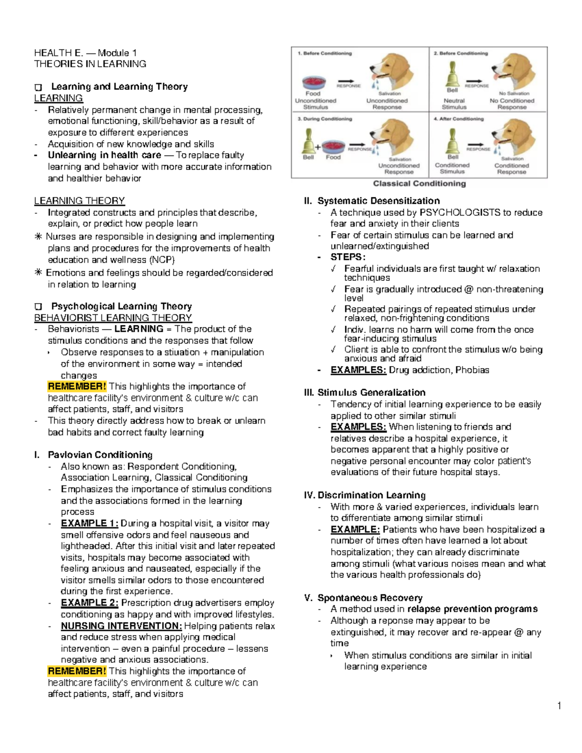 Learning Theories Related to Health Care - HEALTH E. — Module 1 ...