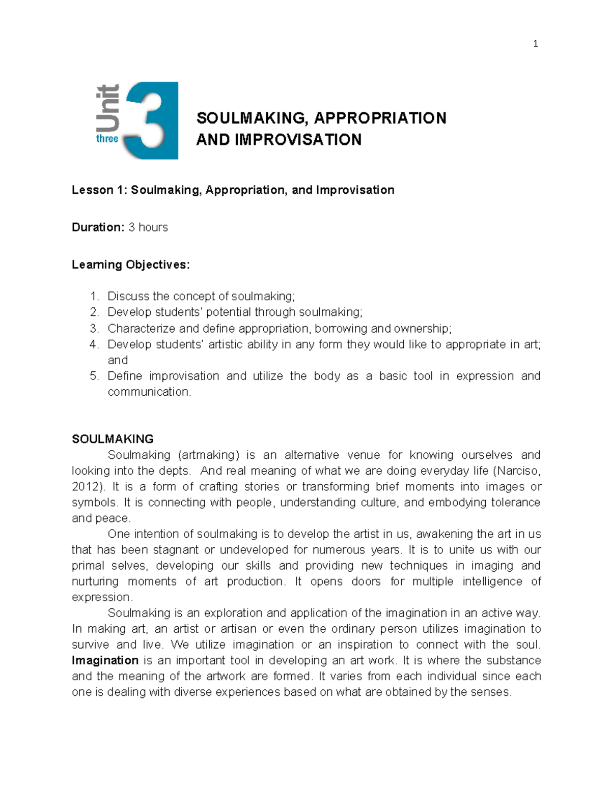 Soulmaking, Appropriation and Improvisation - SOULMAKING, APPROPRIATION ...