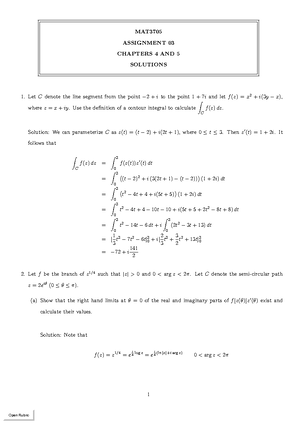 MAT3705 - Unisa - Complex Analysis - Studocu