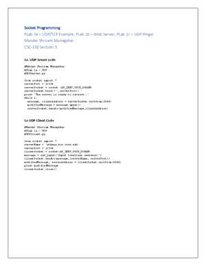 Socket 2 lab programming - CSUS, College of Engineering and Computer Science Department of ...