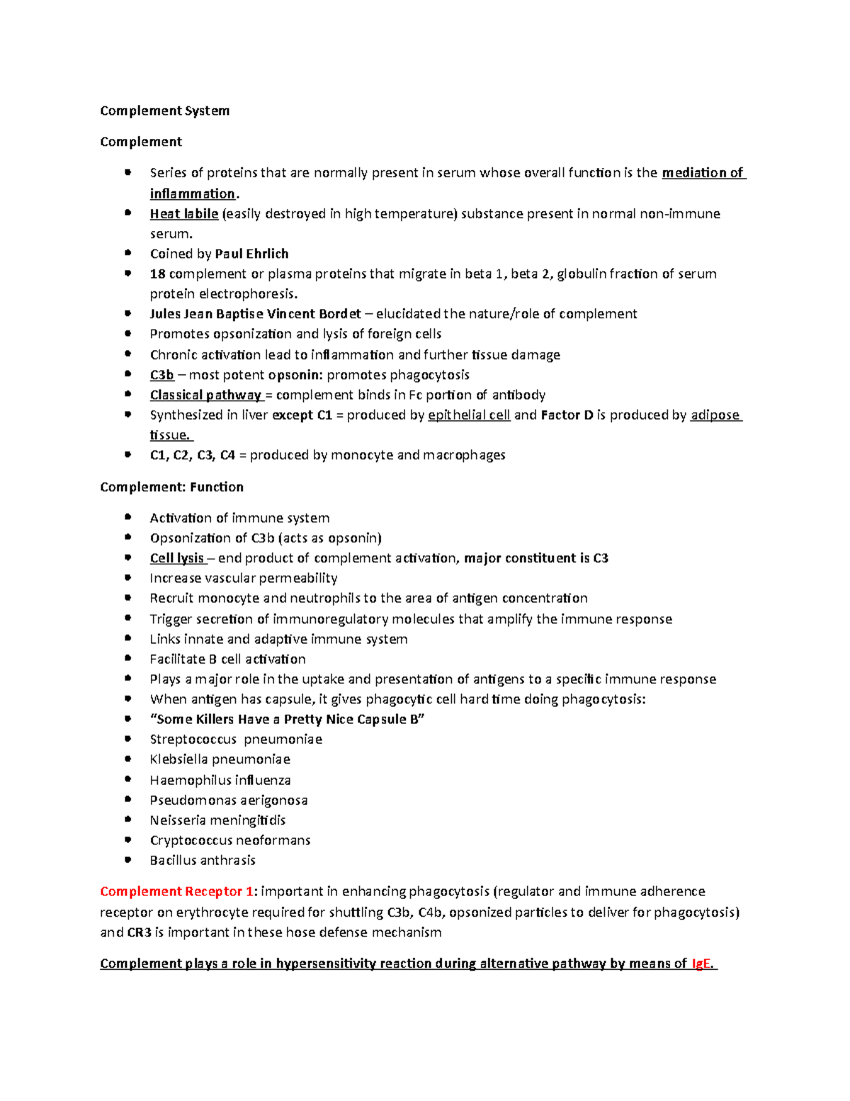 Complement System - Complement System Complement Series of proteins ...