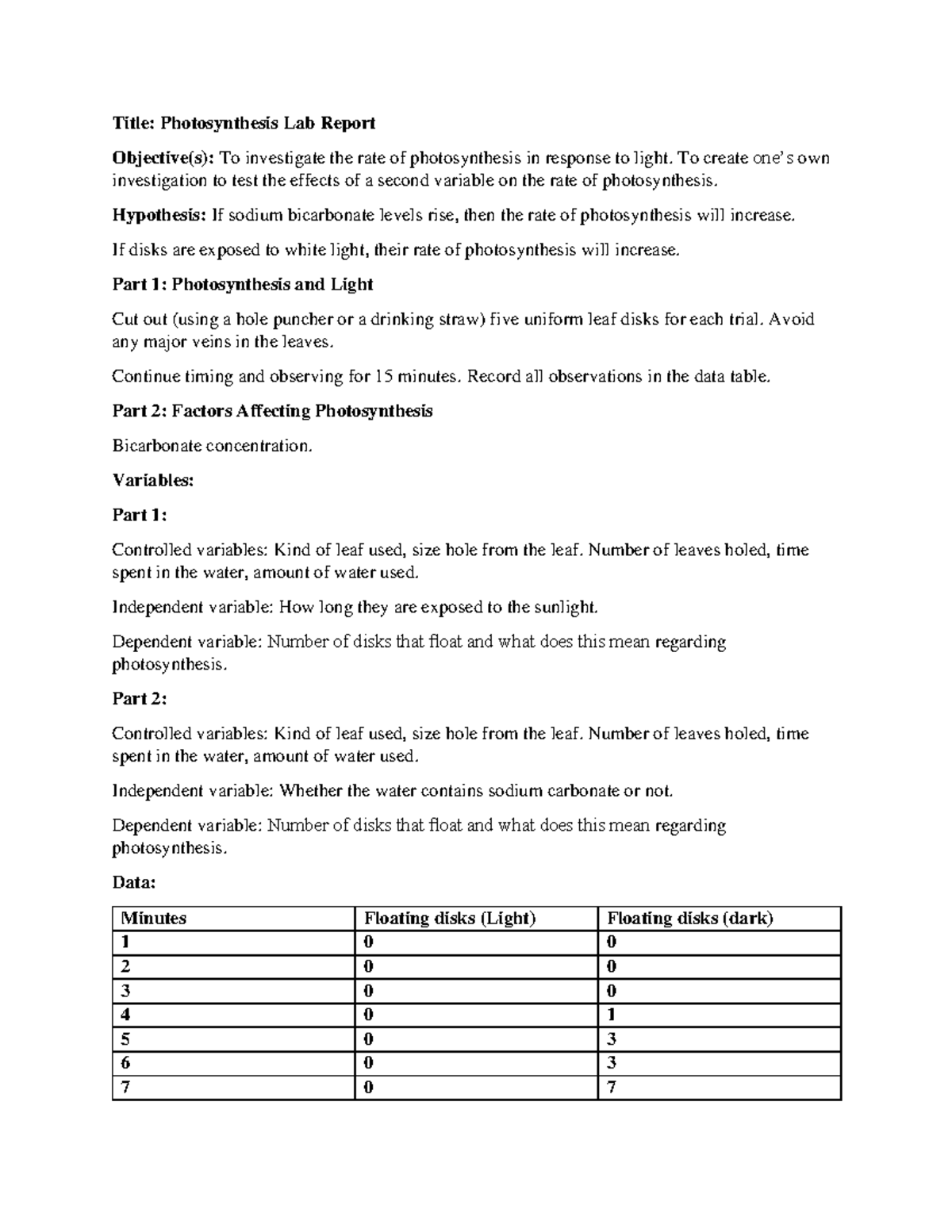Photosynthesis - This is the 03.04 assignment in AP Biology which deals ...