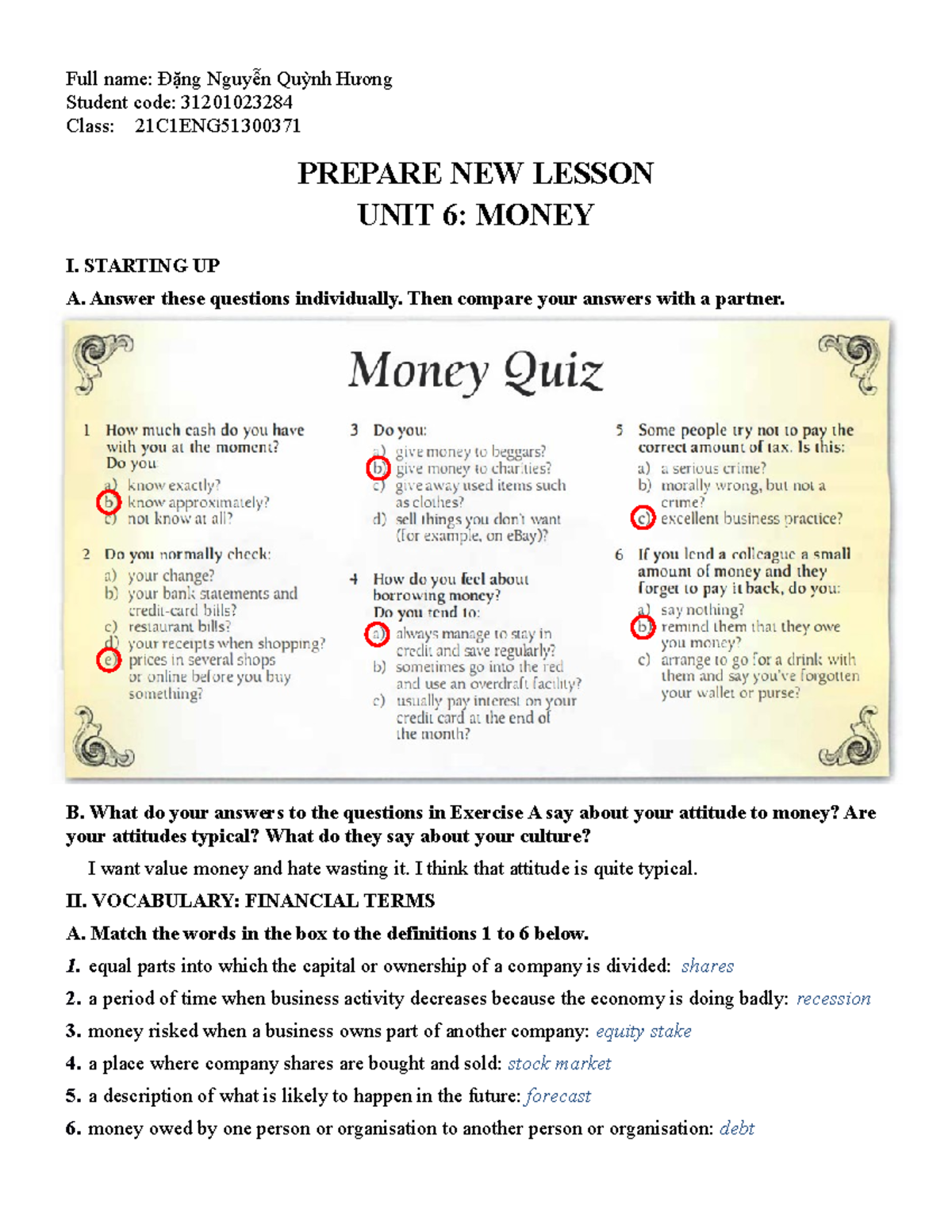 New lesson u6 - Full name: Đặng Nguyễn Quỳnh Hương Student code ...