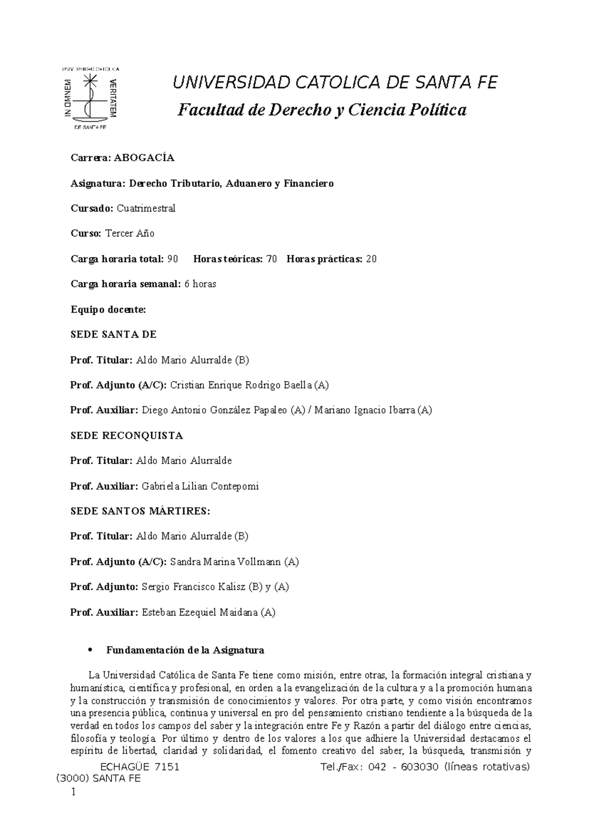 Programa Derecho Tributario (2018 ) - Facultad de Derecho y Ciencia ...