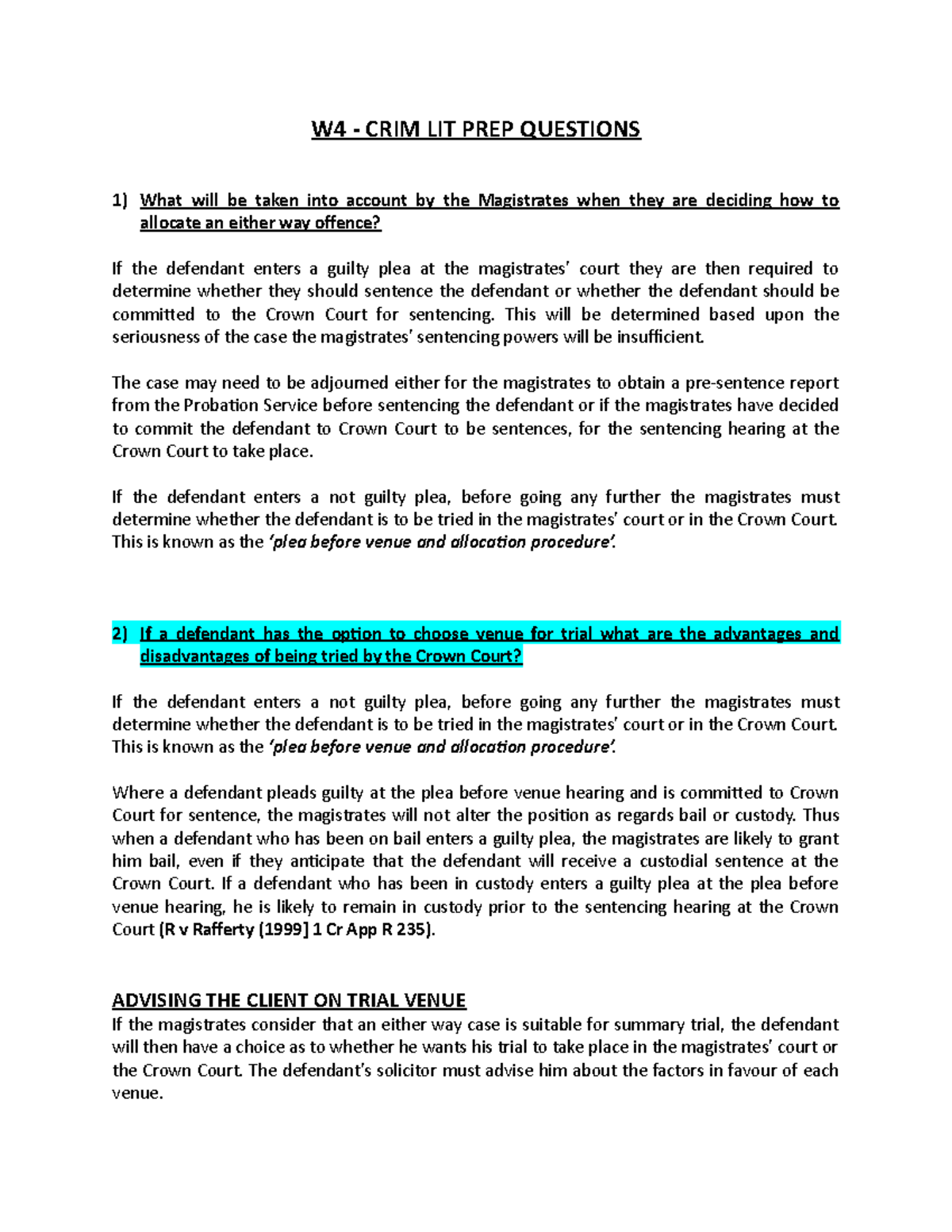 Bail, Advocacy, Allocation Proceedings, Committal, Defence Statements ...