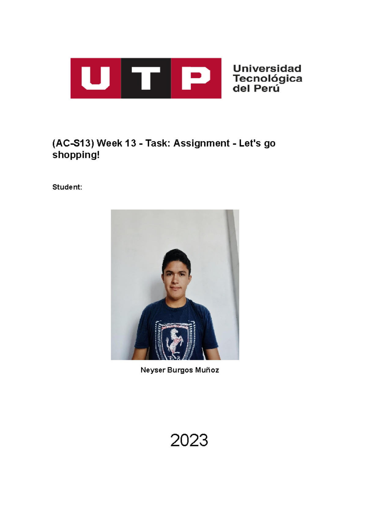 Task13 Burgos Neyser-2 - (AC-S13) Week 13 - Task: Assignment - Let's go shopping! Student ...