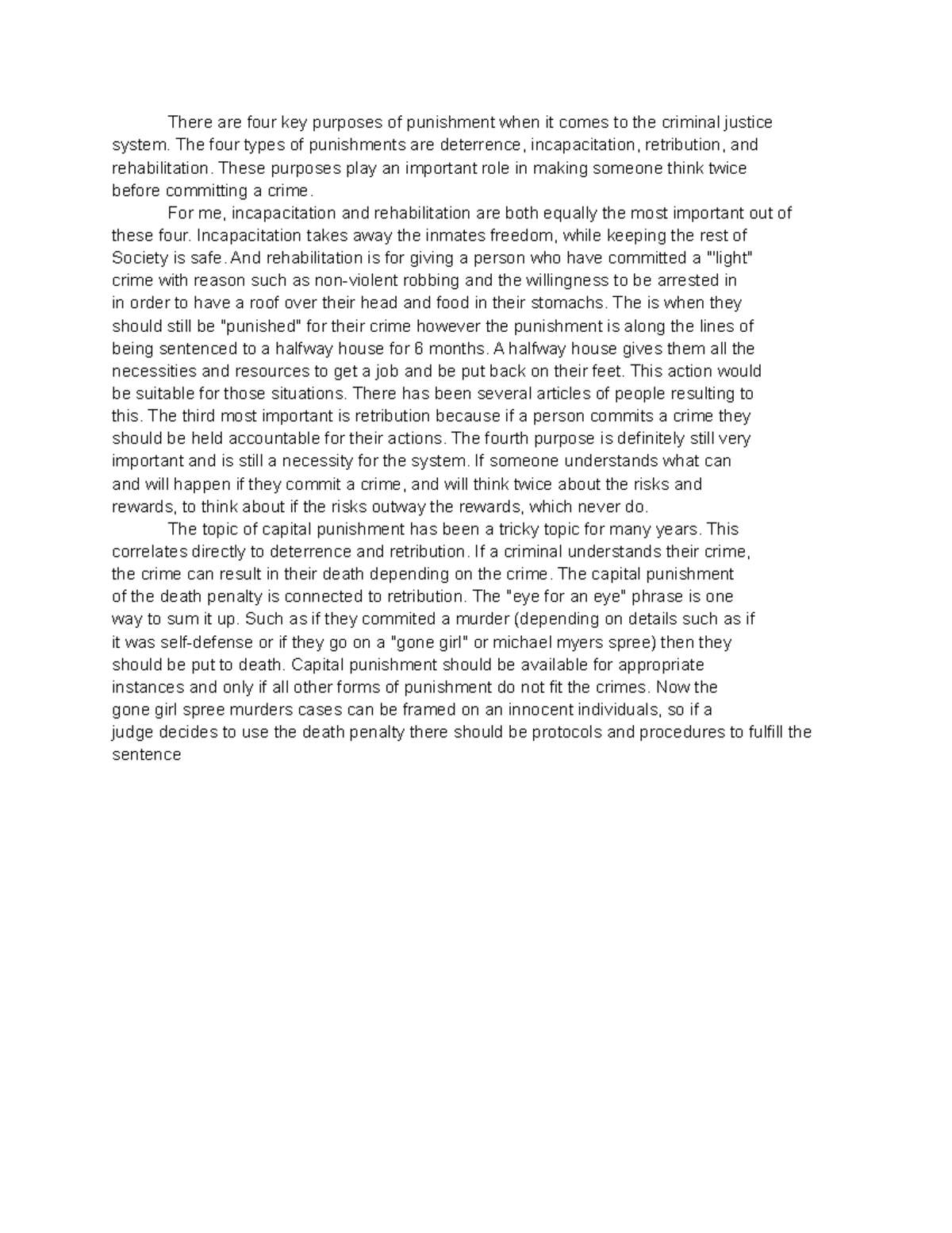 3-1 journal - kjji - There are four key purposes of punishment when it ...